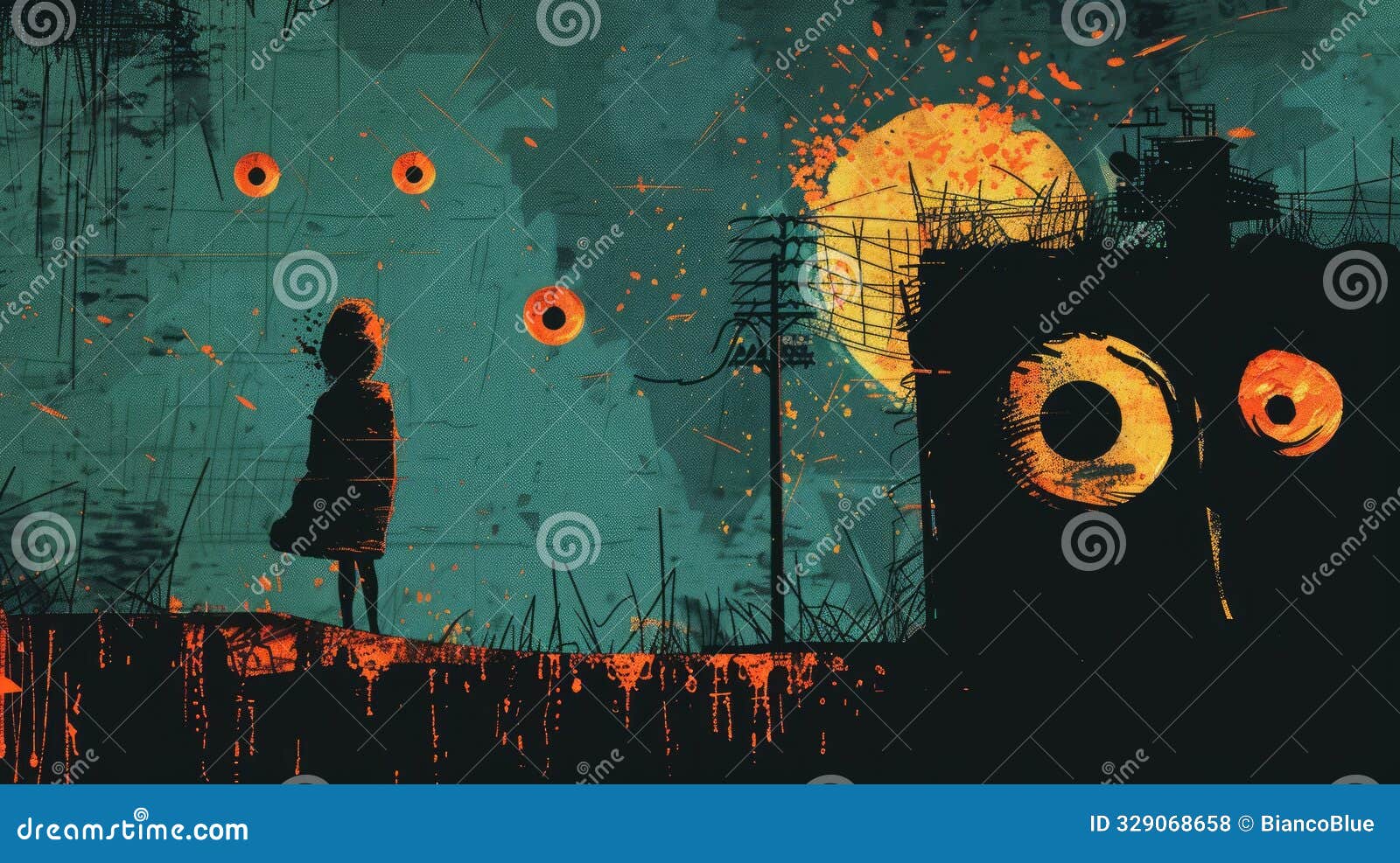 Abstract of Broken Mind of Human Drawn by Cartoon Style with Glitch ...