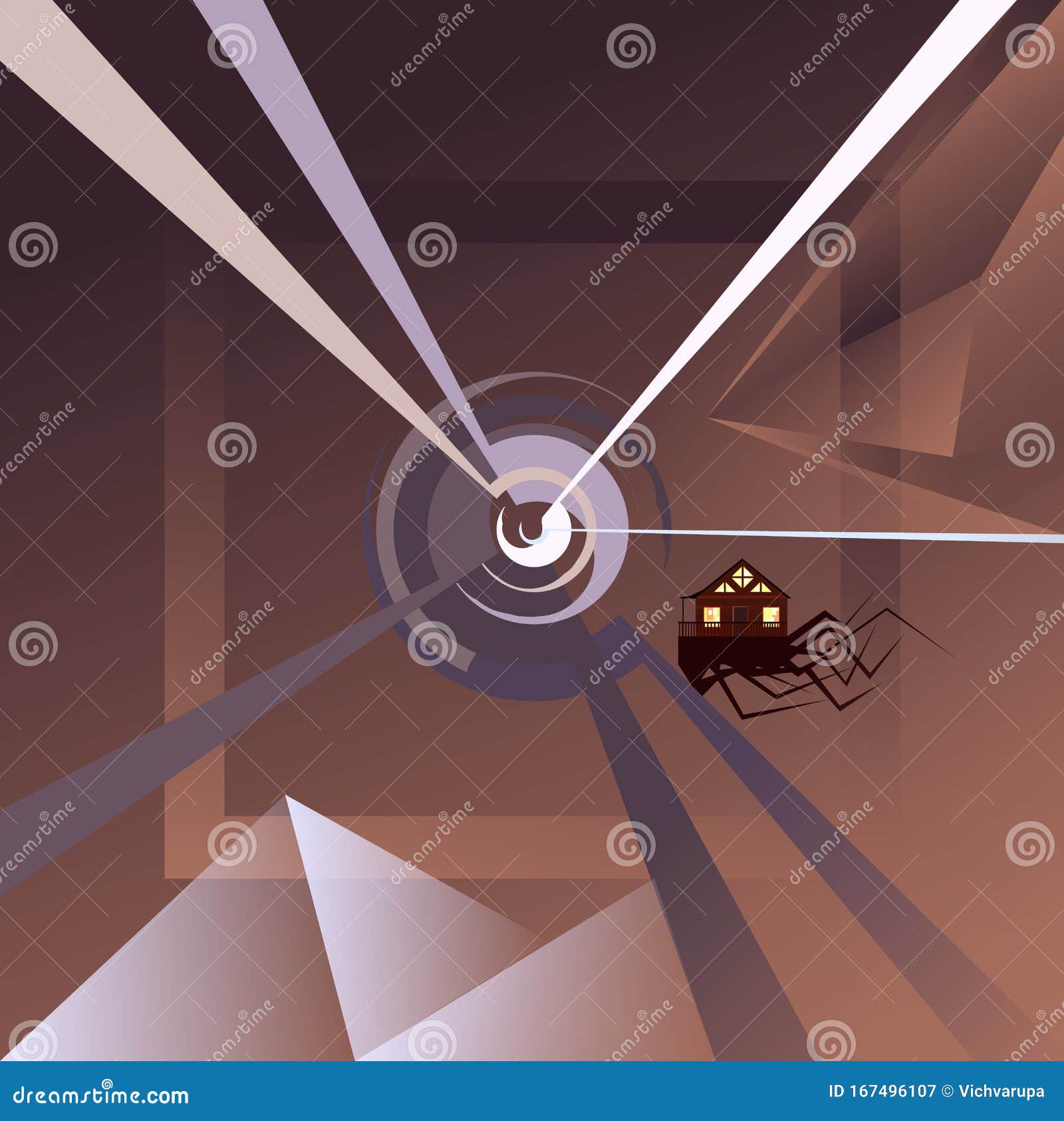 Abstract Brown Background with a Dark House in Space, Vector ...