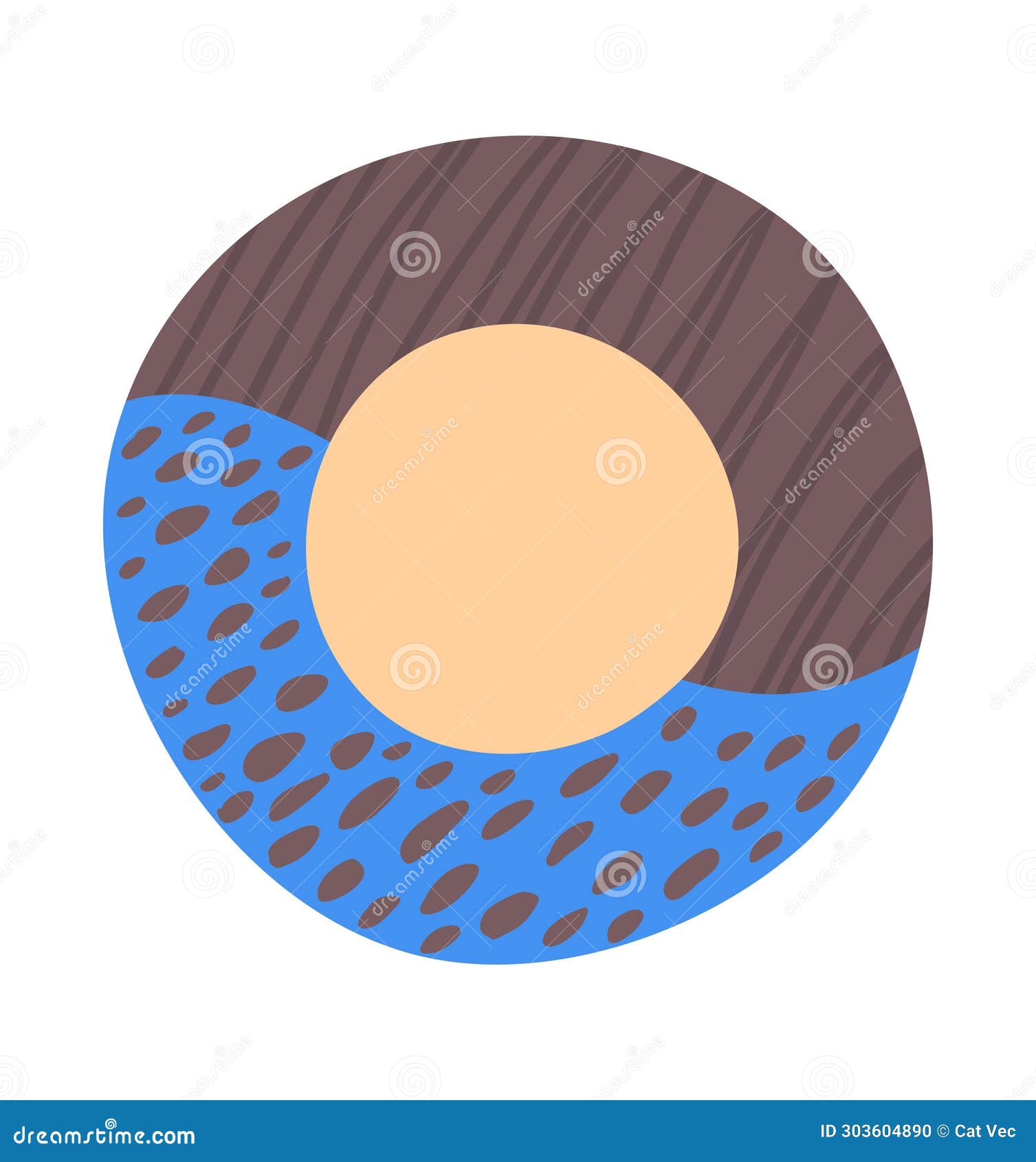 Abstract Brown and Blue Donut Design with Patterns. Circle Doughnut ...