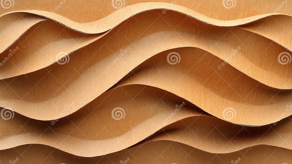 Abstract Brown Cardboard Wave Pattern Design Stock Illustration ...