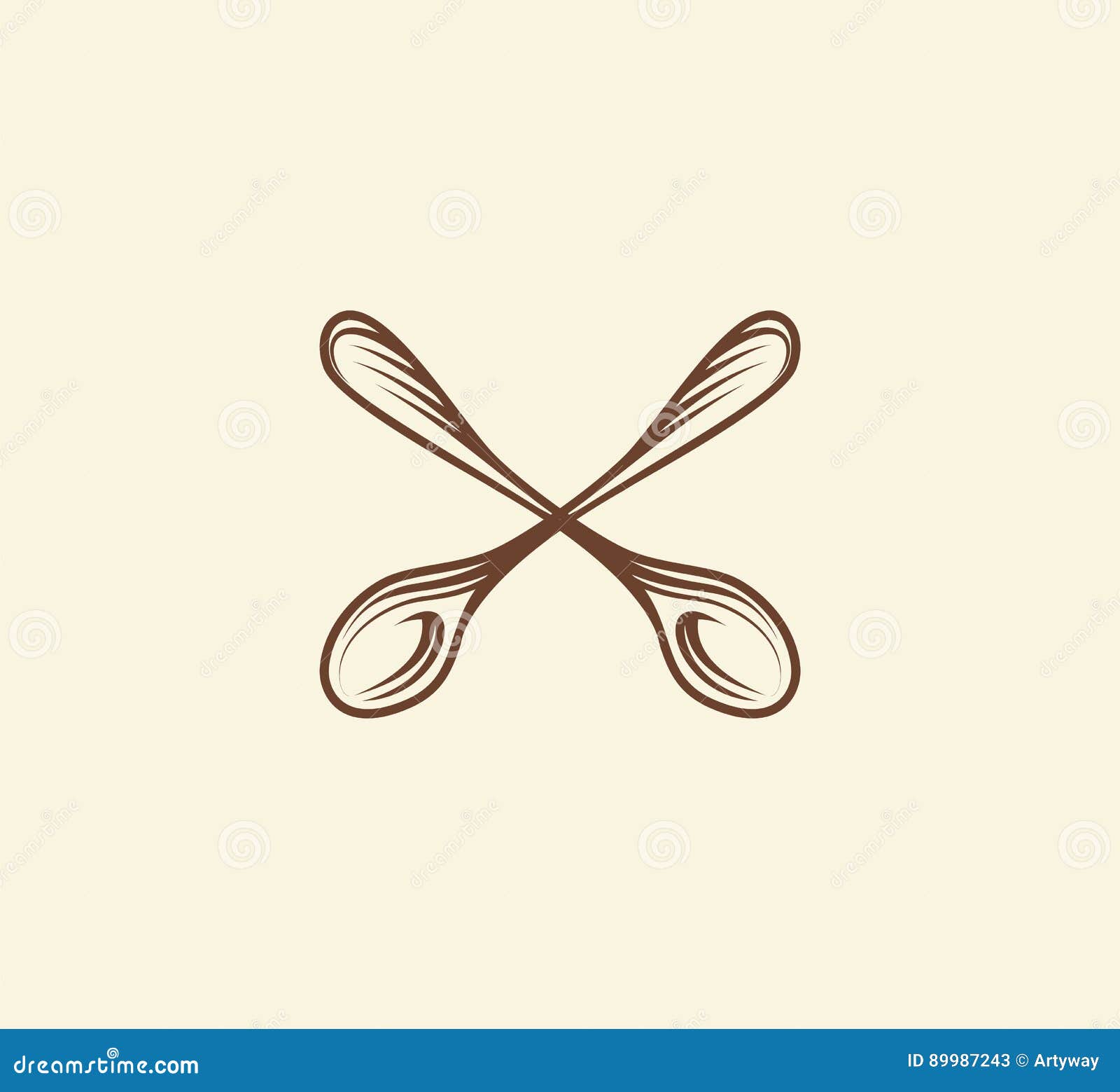 Abstract Brown Color Two Tea Spoons Cross Logo, Tableware Element ...