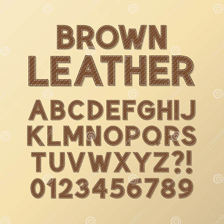 Abstract Brown Leather Font and Numbers Stock Vector - Illustration of ...
