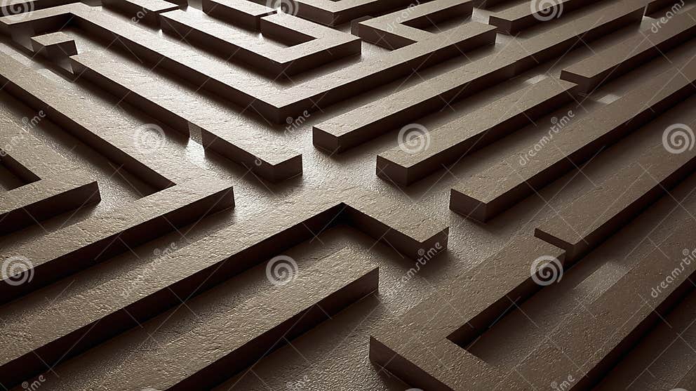Abstract Brown Maze with Raised Pathways Representing Complexity and Problem Solving on a ...