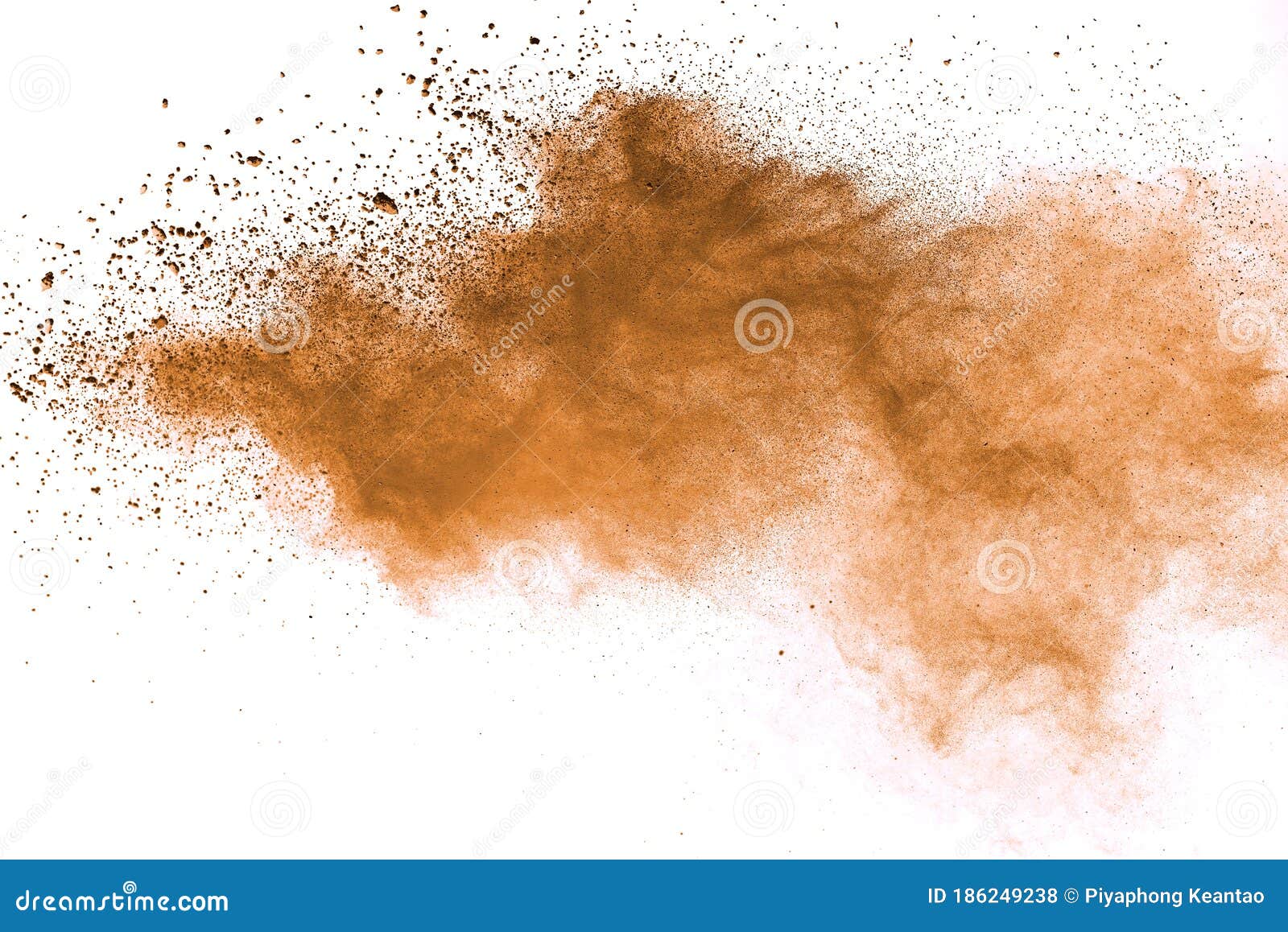 Abstract of Brown Powder Explosion on White Background. Stock Photo ...