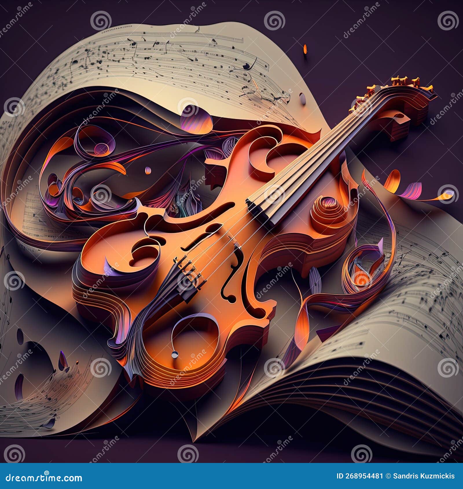 Abstract Brown Violin. Generative AI Stock Illustration - Illustration ...