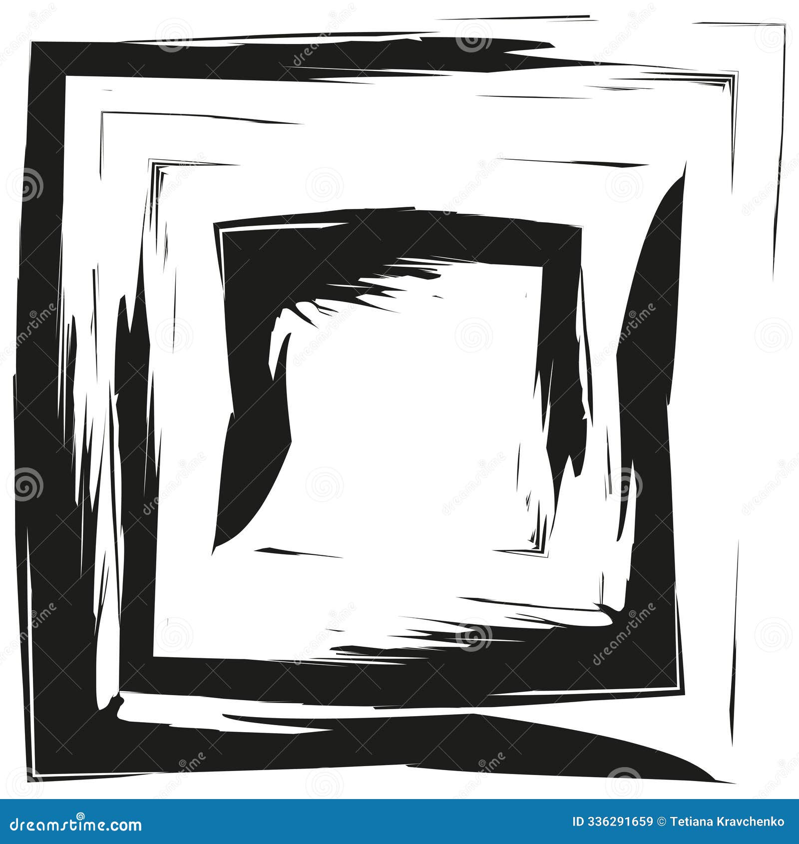 Abstract Brush Frame. Bold Square Border. Rough Artistic Edge. Vector ...