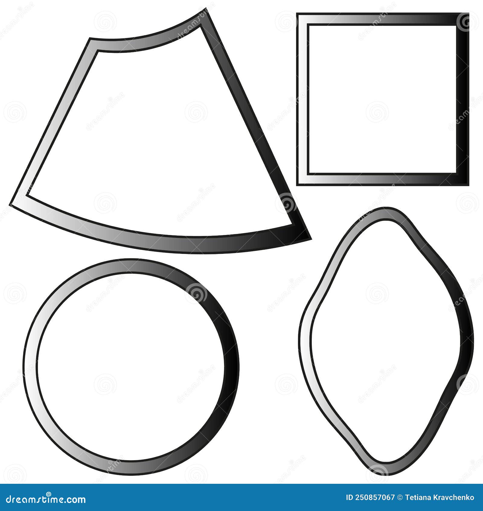 Abstract Brush Frames Different Shapes. Circle Frame Set. Square Frame ...