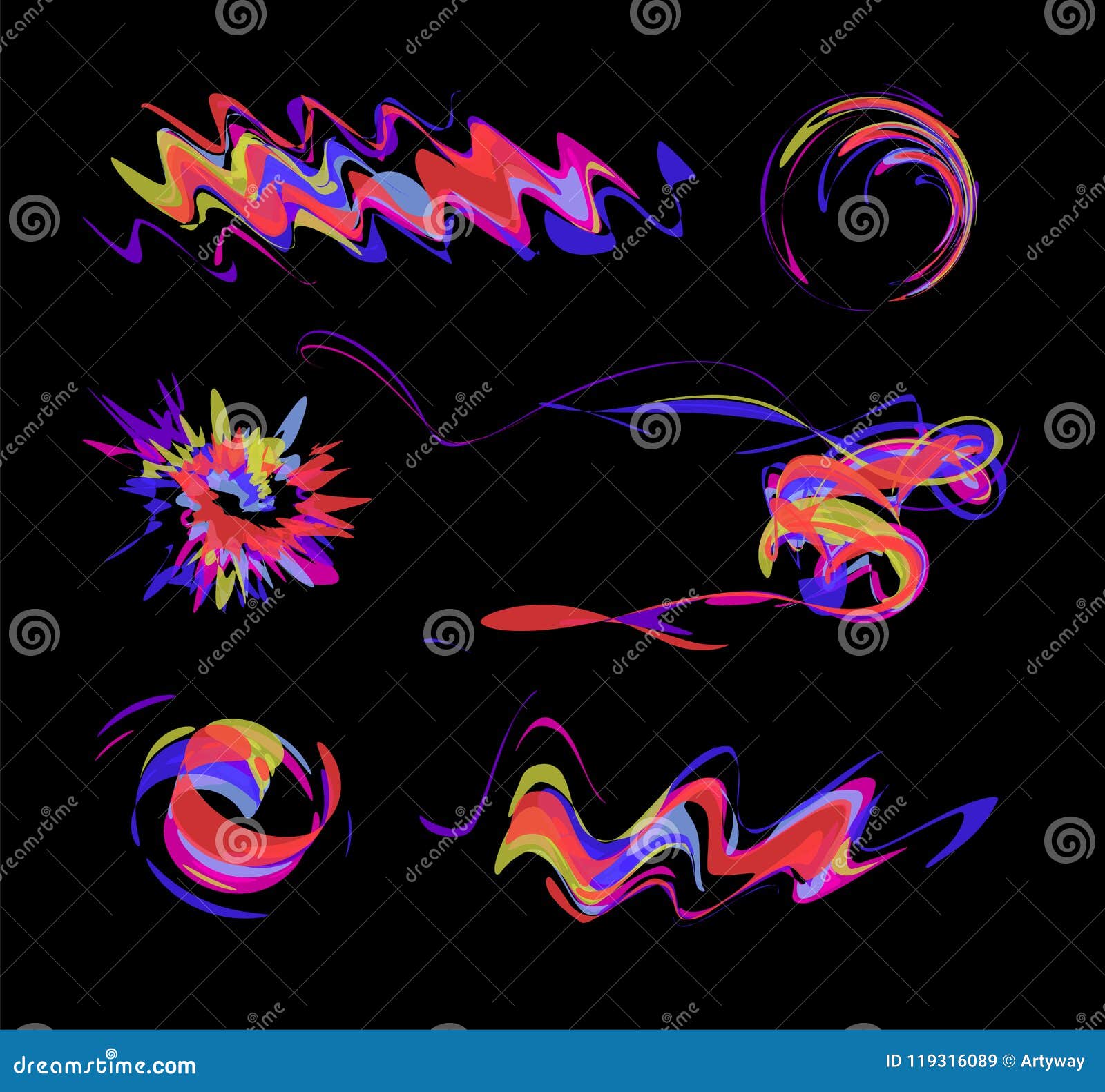Abstract Brush Paint, Colorful Dynamic Design. Dynamic Waves Art ...