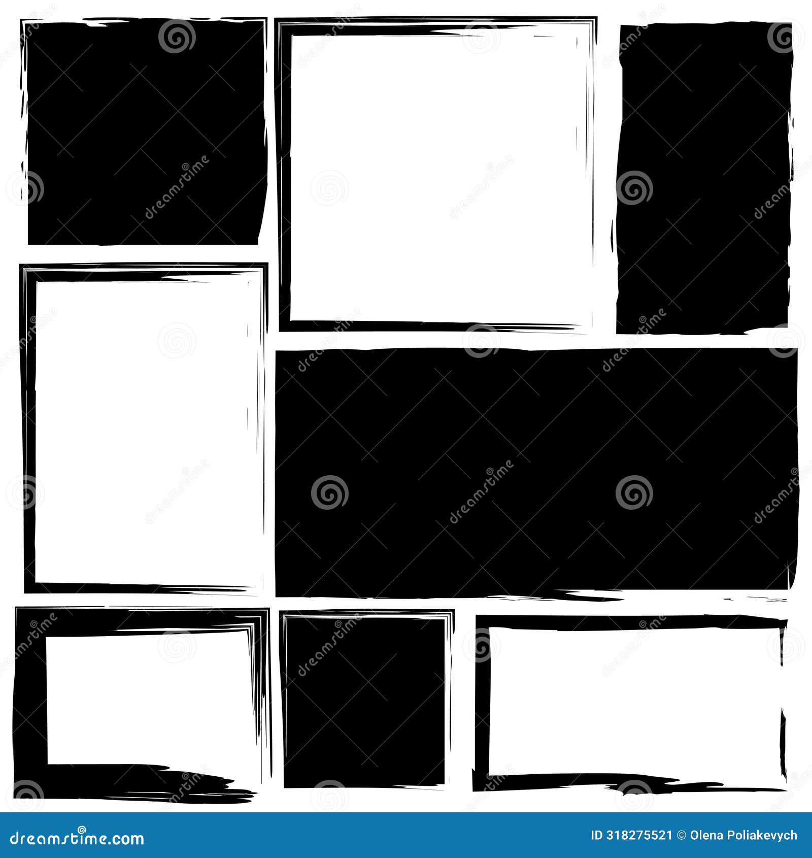 Abstract Brush Stroke Rectangle Frames, Minimalist Design Stock Vector ...