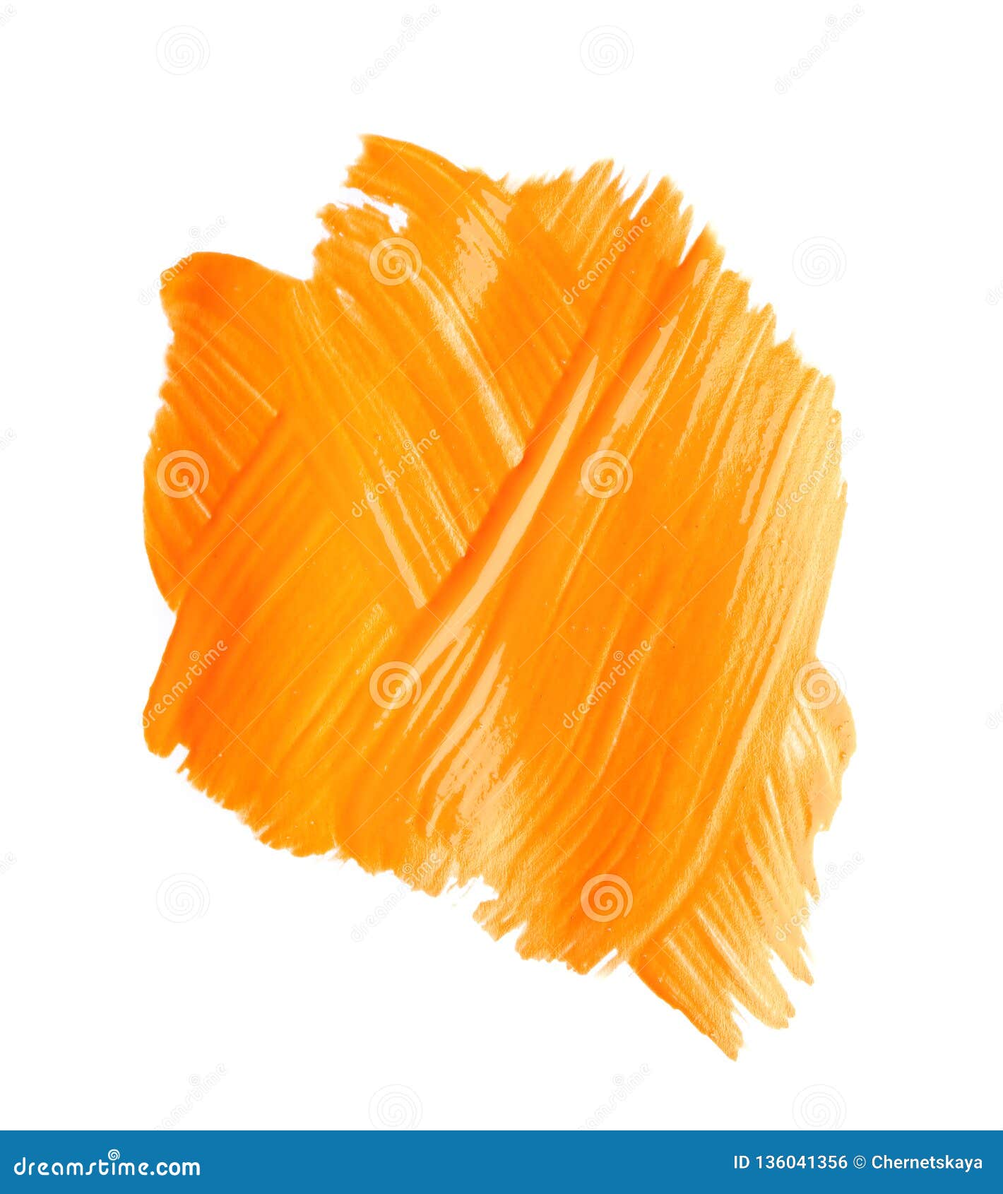 Abstract Brushstroke of Orange Paint Isolated on White Stock Photo ...
