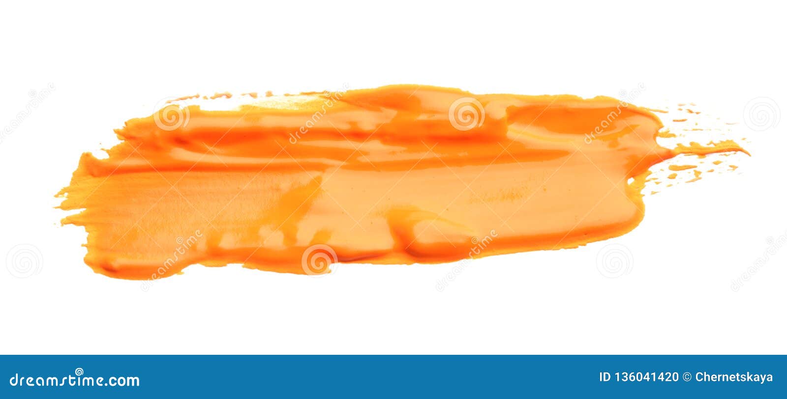 Abstract Brushstroke of Orange Paint Isolated on White Stock ...