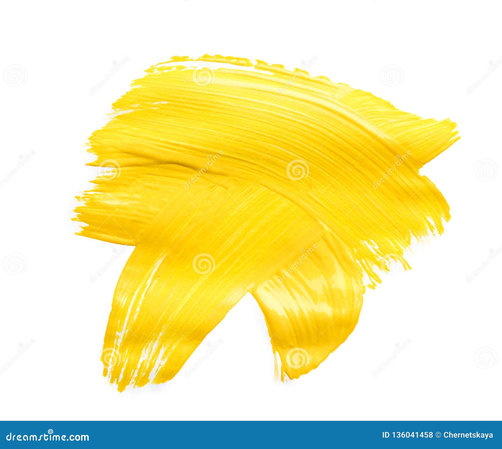 Abstract Brushstroke of Yellow Paint Isolated on White Stock Photo ...