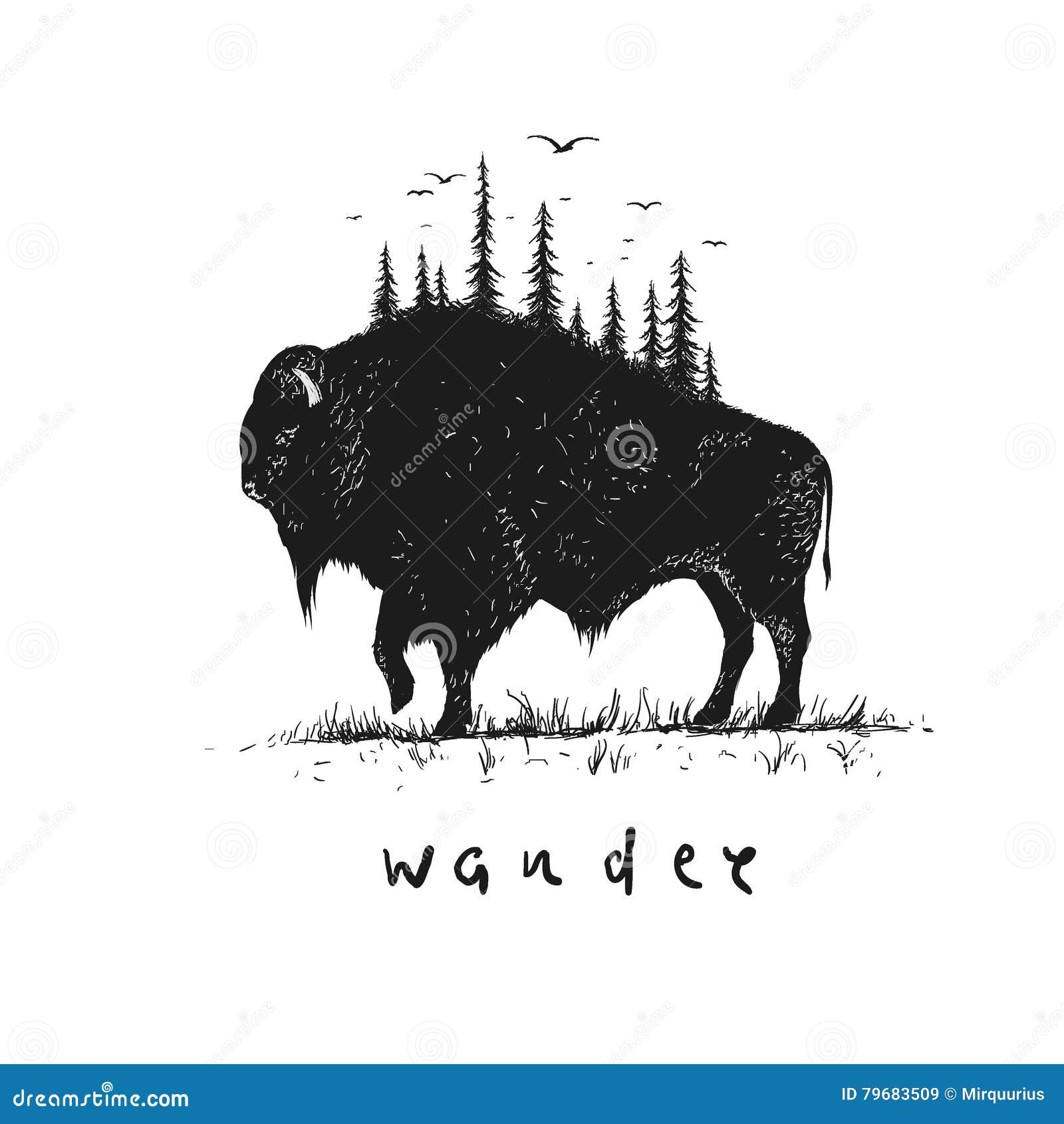 Abstract Buffalo with Forest on Him Stock Vector - Illustration of bull ...