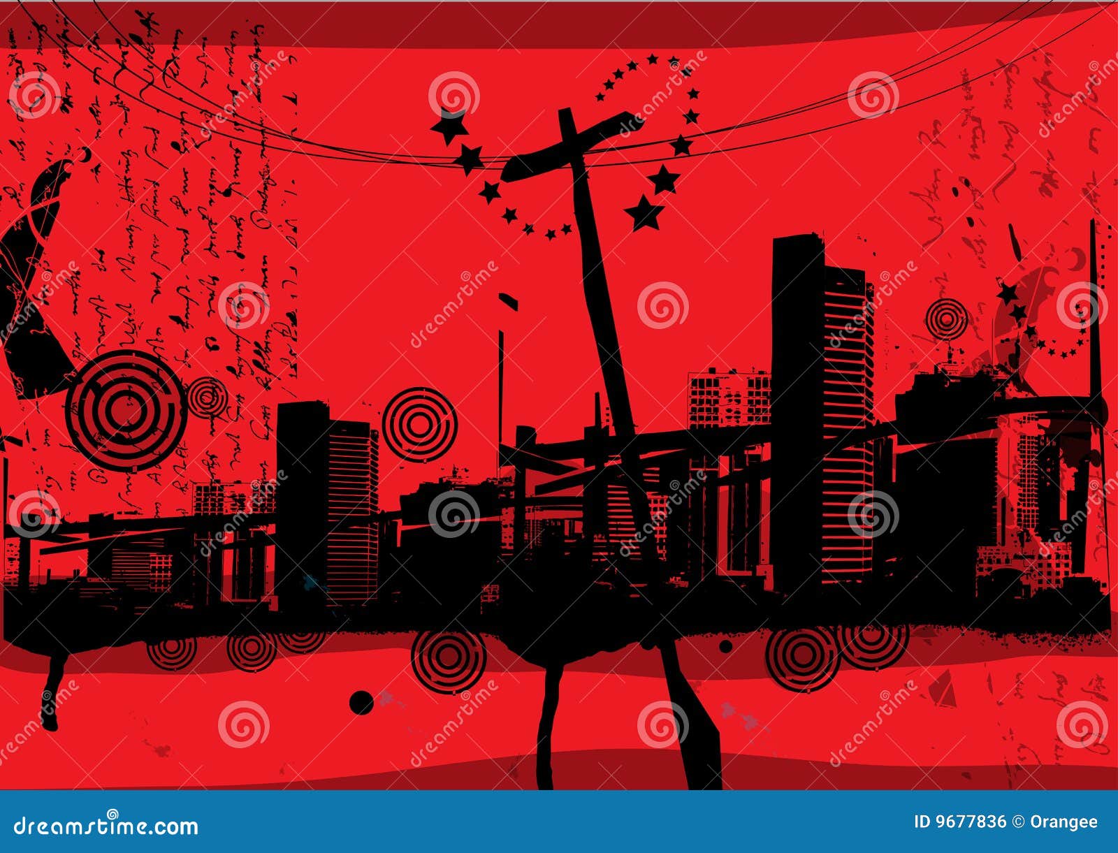 Power Lines and City Skyline Illustration Stock Vector - Illustration ...