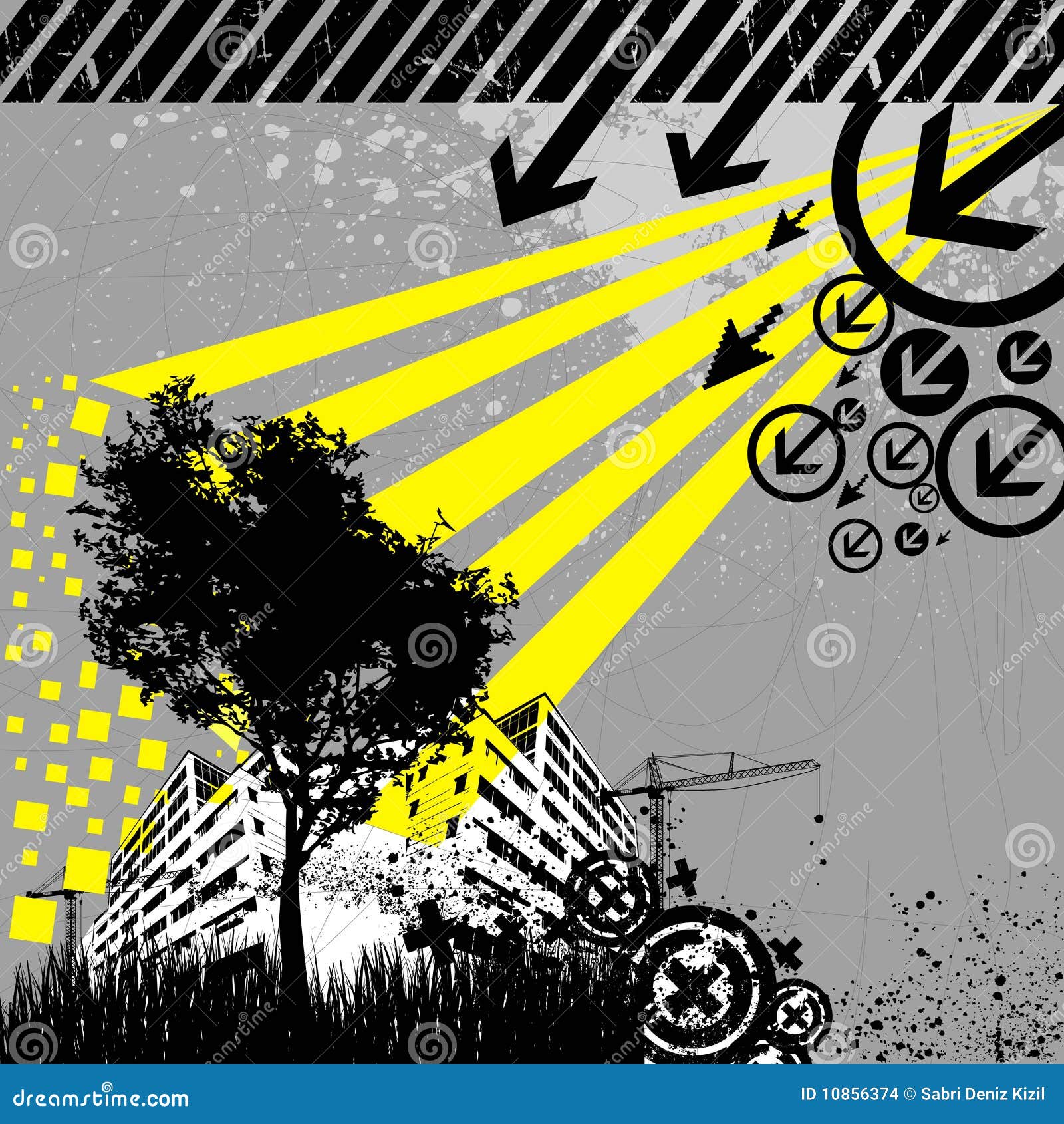 Abstract Building with Arrow Stock Vector - Illustration of plus ...