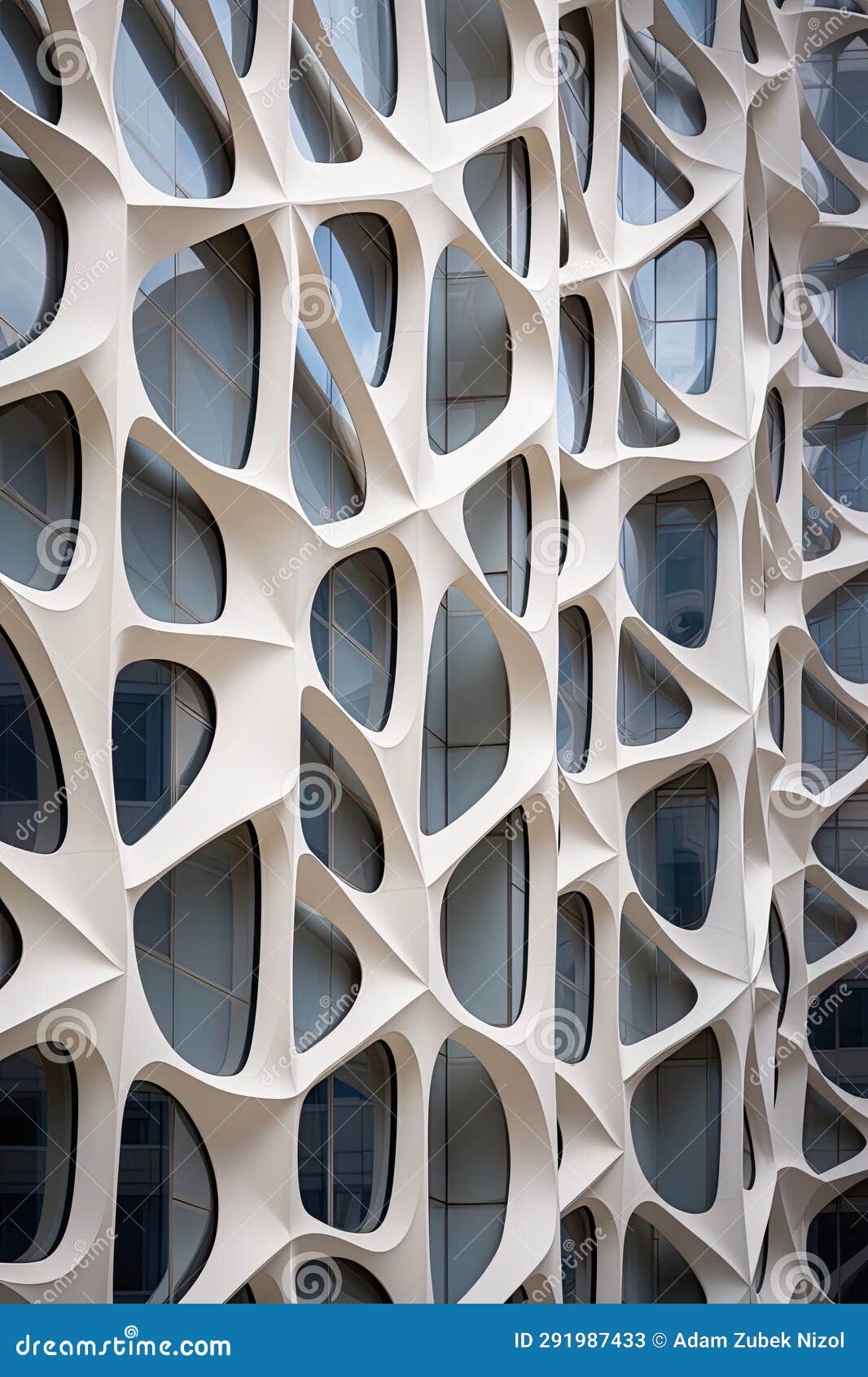 An Abstract Building Design with Symmetrical Patterns and Typography ...