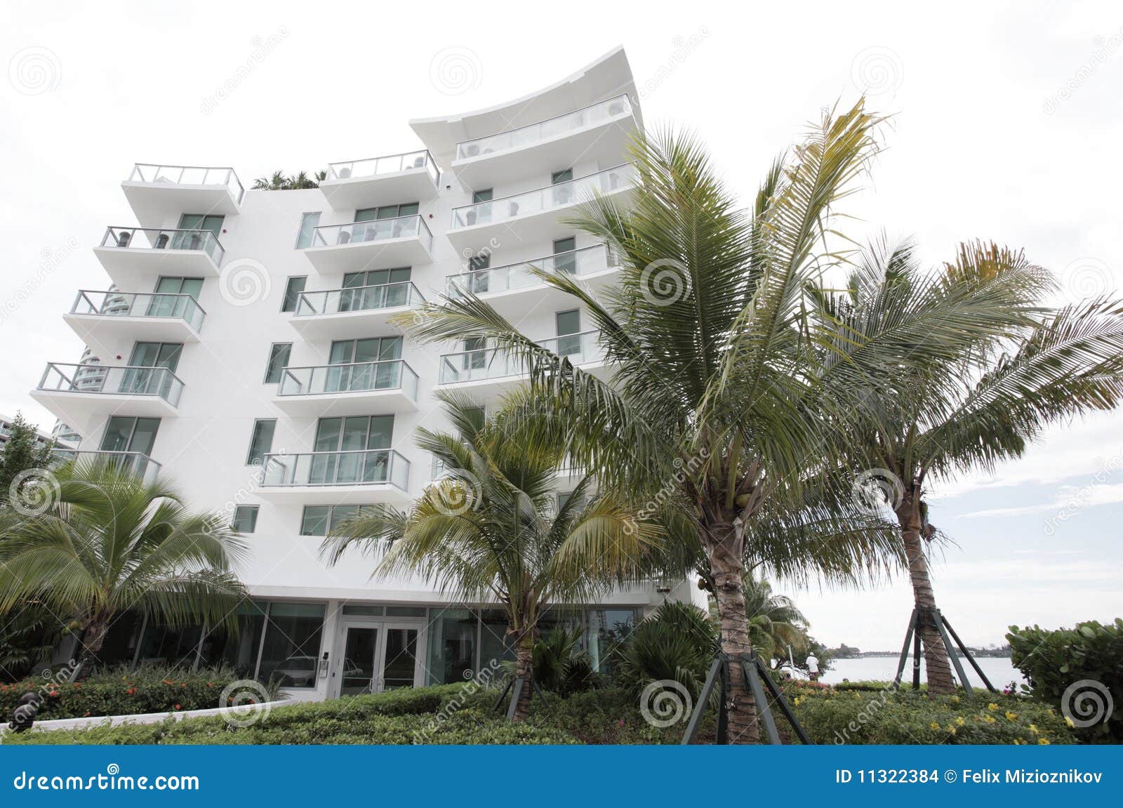 Abstract Building with Palm Trees Stock Photo - Image of miami ...