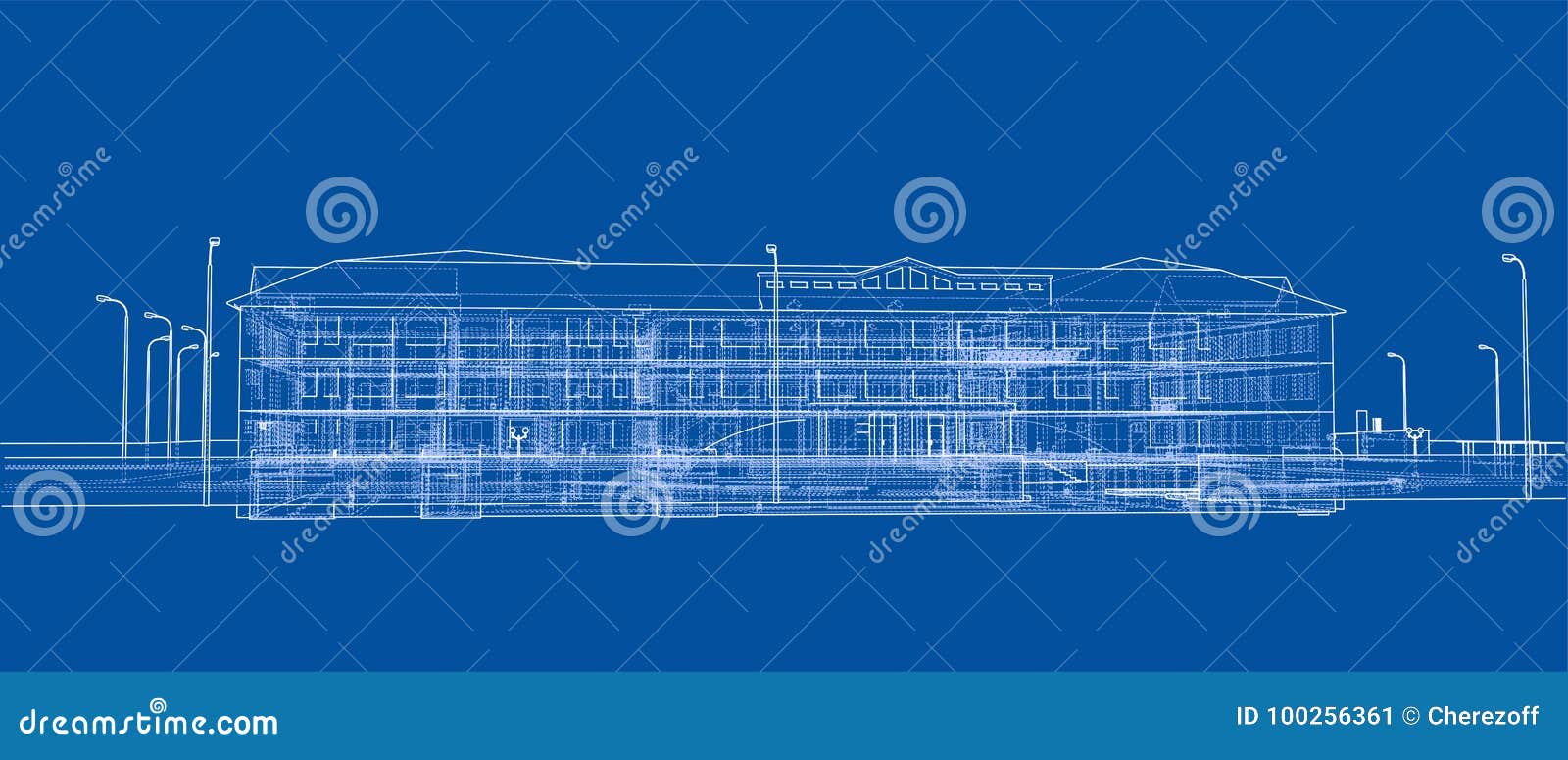 Abstract building. Vector stock vector. Illustration of draft - 100256361