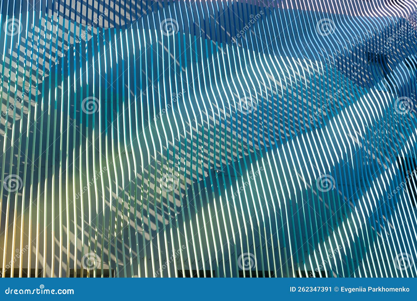 Abstract Building Wall Design. Multicolored Metal Lines in the Design ...