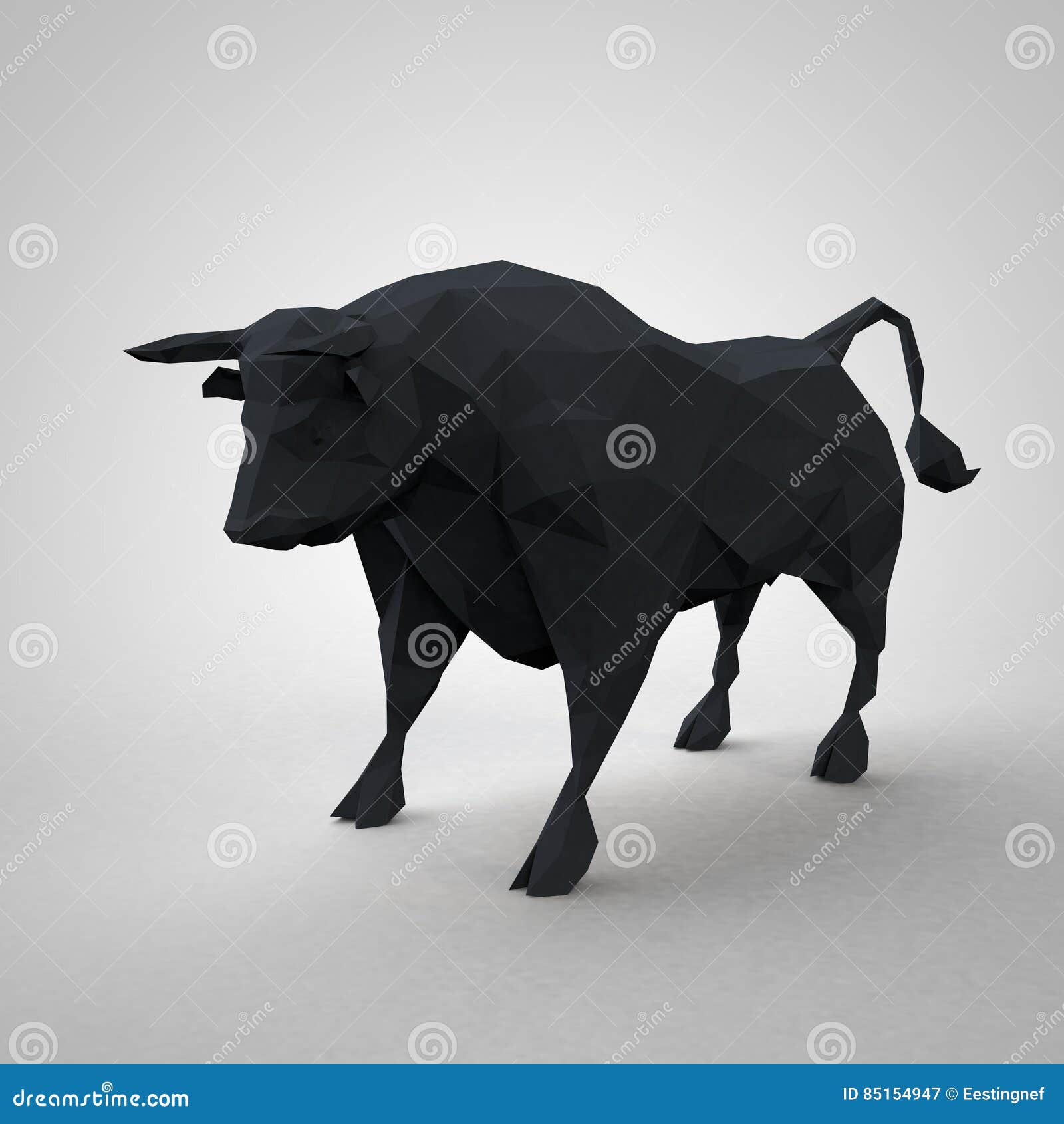 Abstract Bull Polygonal on White Background. 3D Rendering Illustration ...