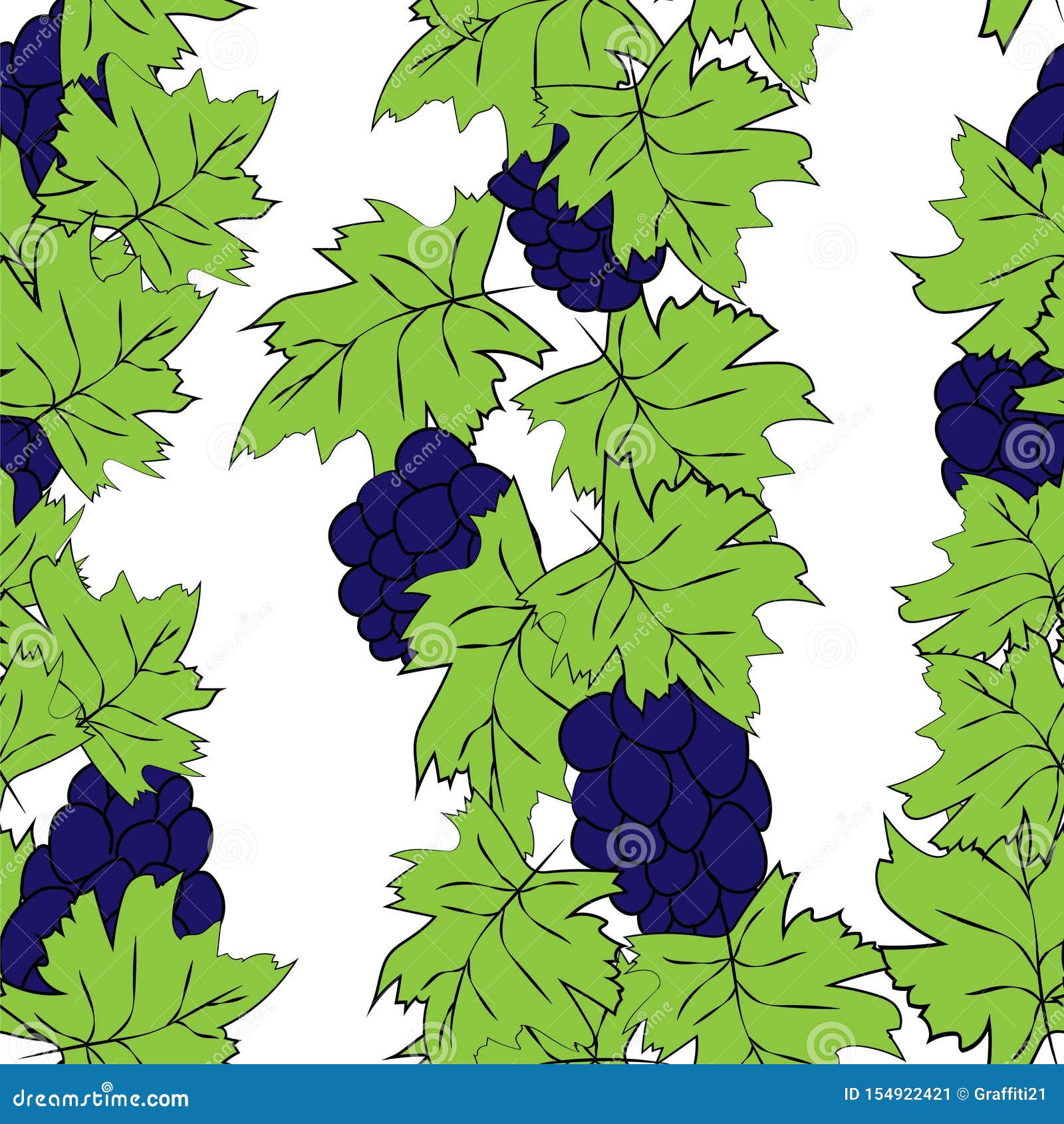 Abstract Bunch of Grapes with Leaves on a White Background. Bunch of ...
