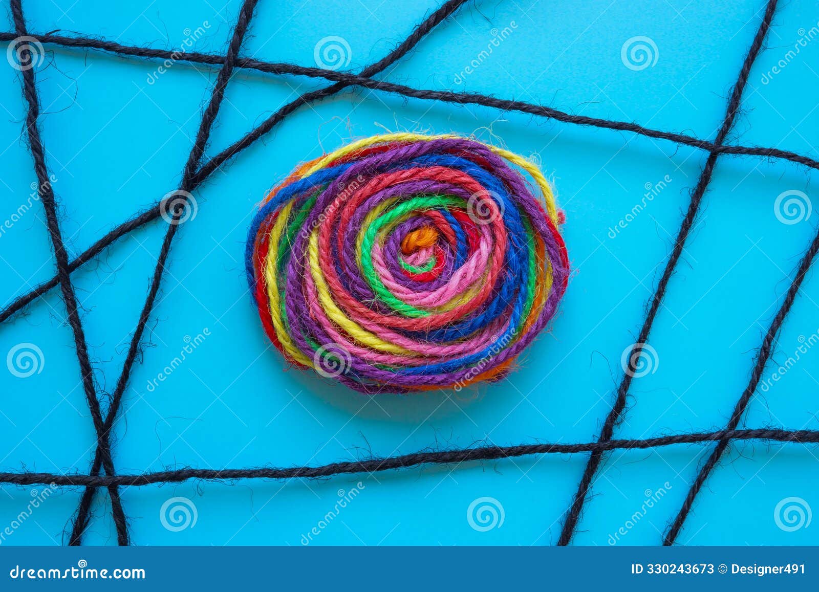 Abstract Bundle of Colorful Threads. Concept of Unity, Allyship, and ...