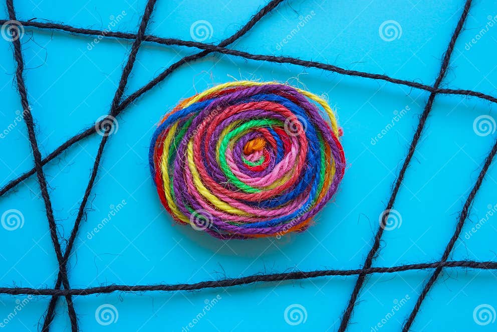 Abstract Bundle of Colorful Threads. Concept of Unity, Allyship, and ...