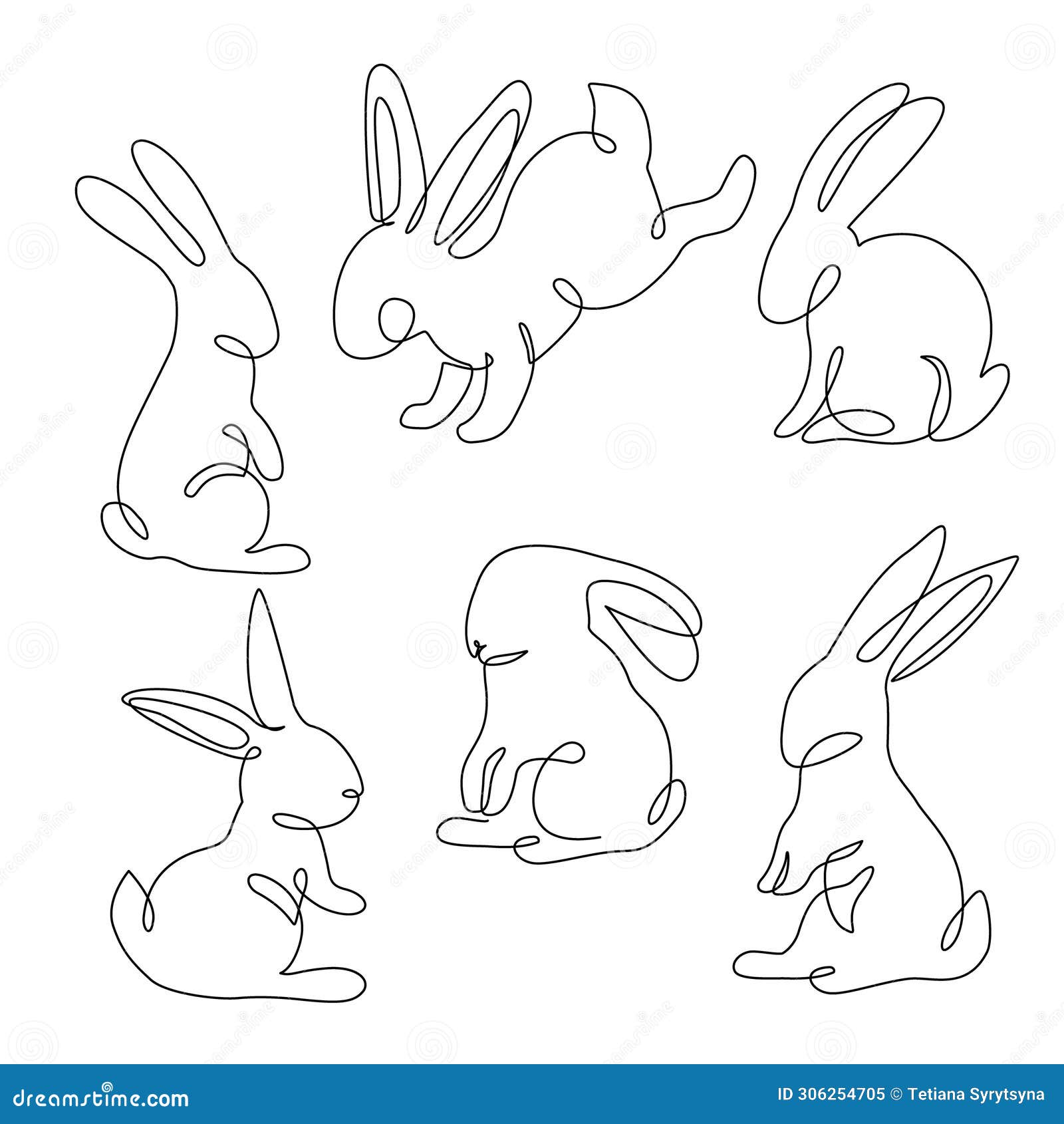 Rabbit Continuous One Line Art Drawing Cartoon Vector | CartoonDealer ...