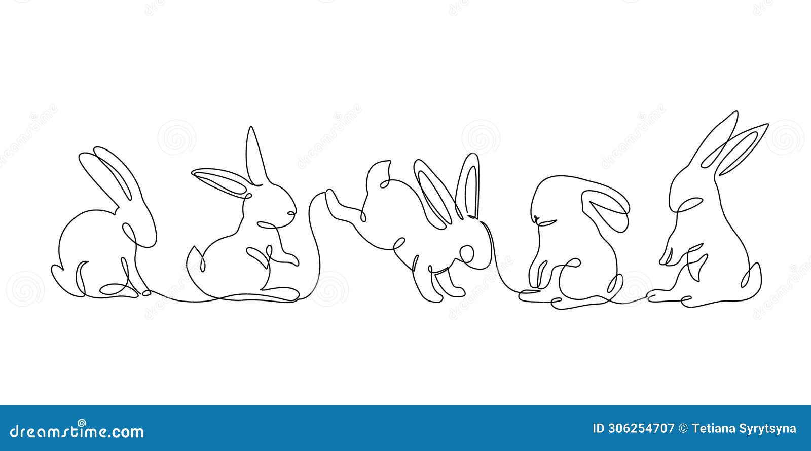 Abstract Bunnies Set Isolated on White Background. Bunny Rabbit ...