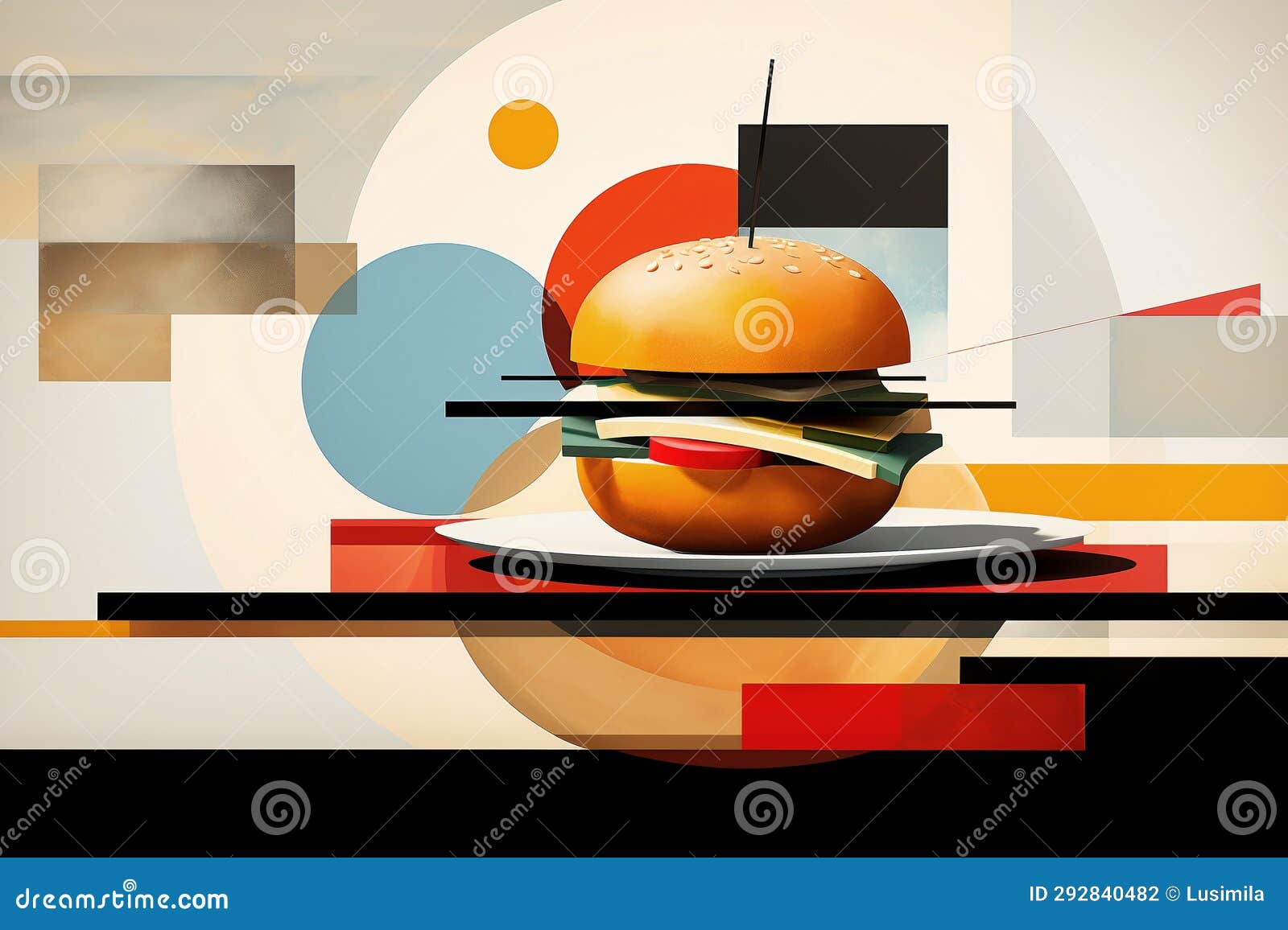 Abstract burger poster stock illustration. Illustration of meat - 292840482