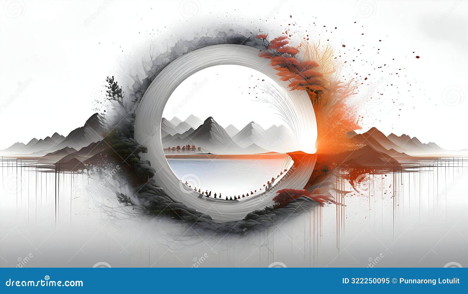 Burnt Circle, Abstract White Background with Brush Patterns and Texture ...