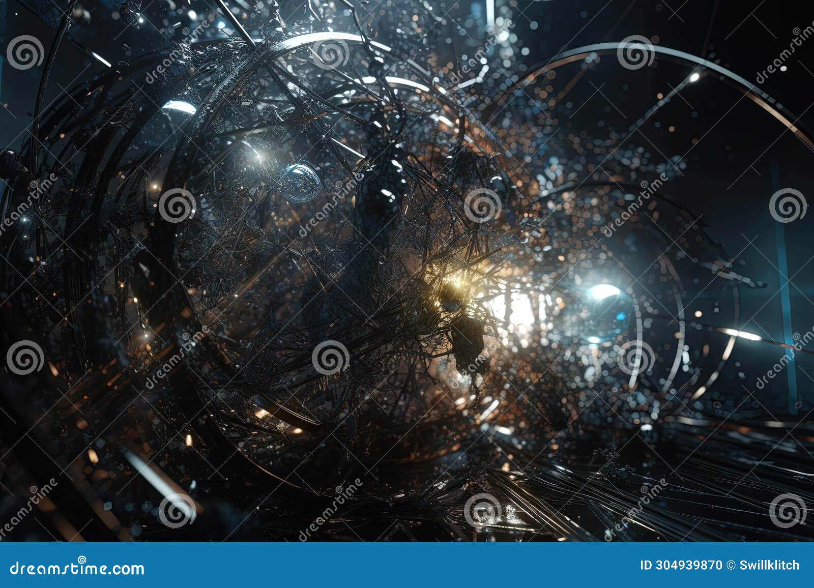 Abstract Burst of Wires and Particles on Technology Background ...
