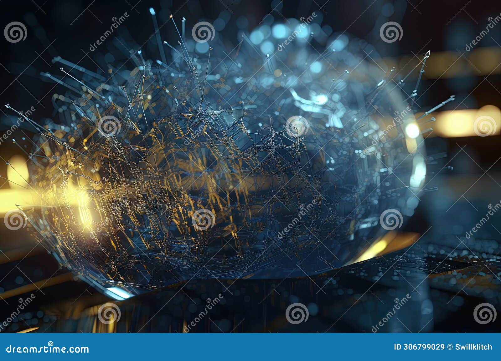 Abstract Burst of Wires and Particles on Technology Background ...