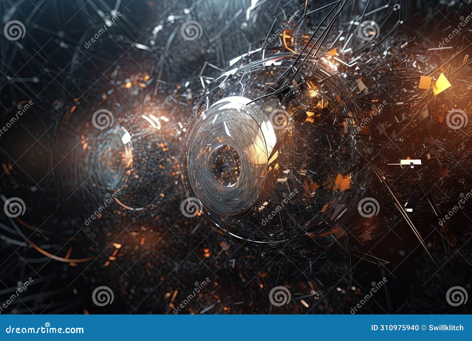 Abstract Burst of Wires and Particles on Technology Background ...