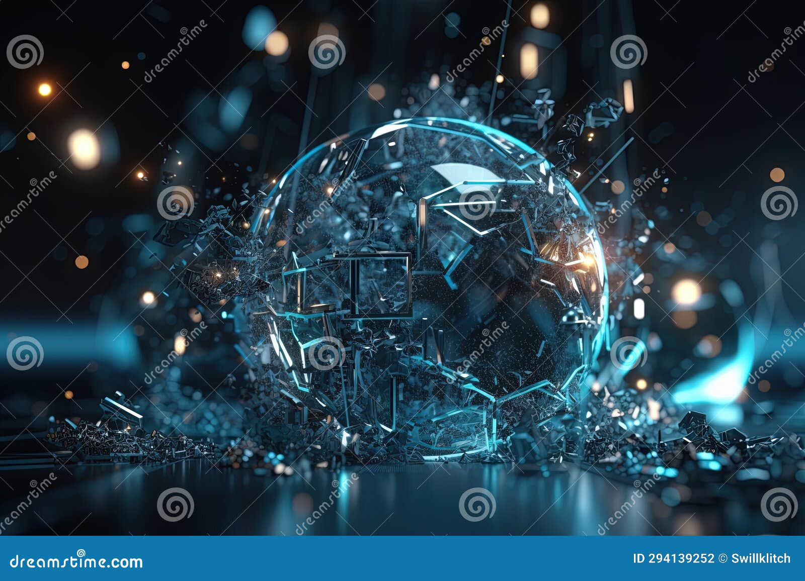 Abstract Burst of Wires and Particles on Technology Background ...