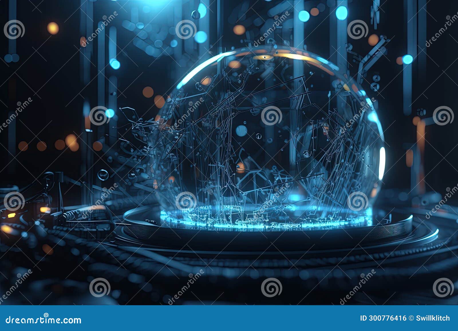 Abstract Burst of Wires and Particles on Technology Background ...