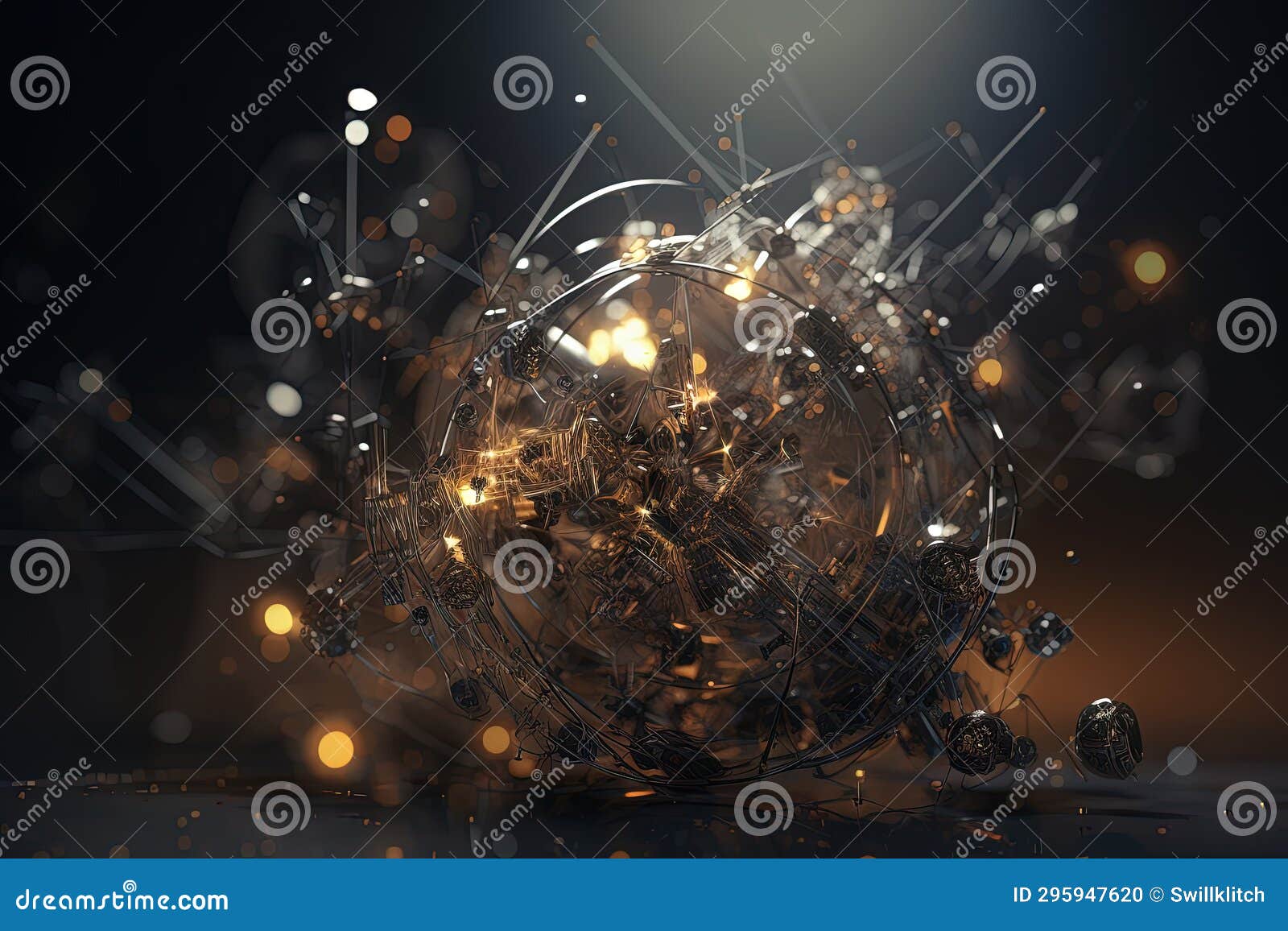 Abstract Burst of Wires and Particles on Technology Background ...