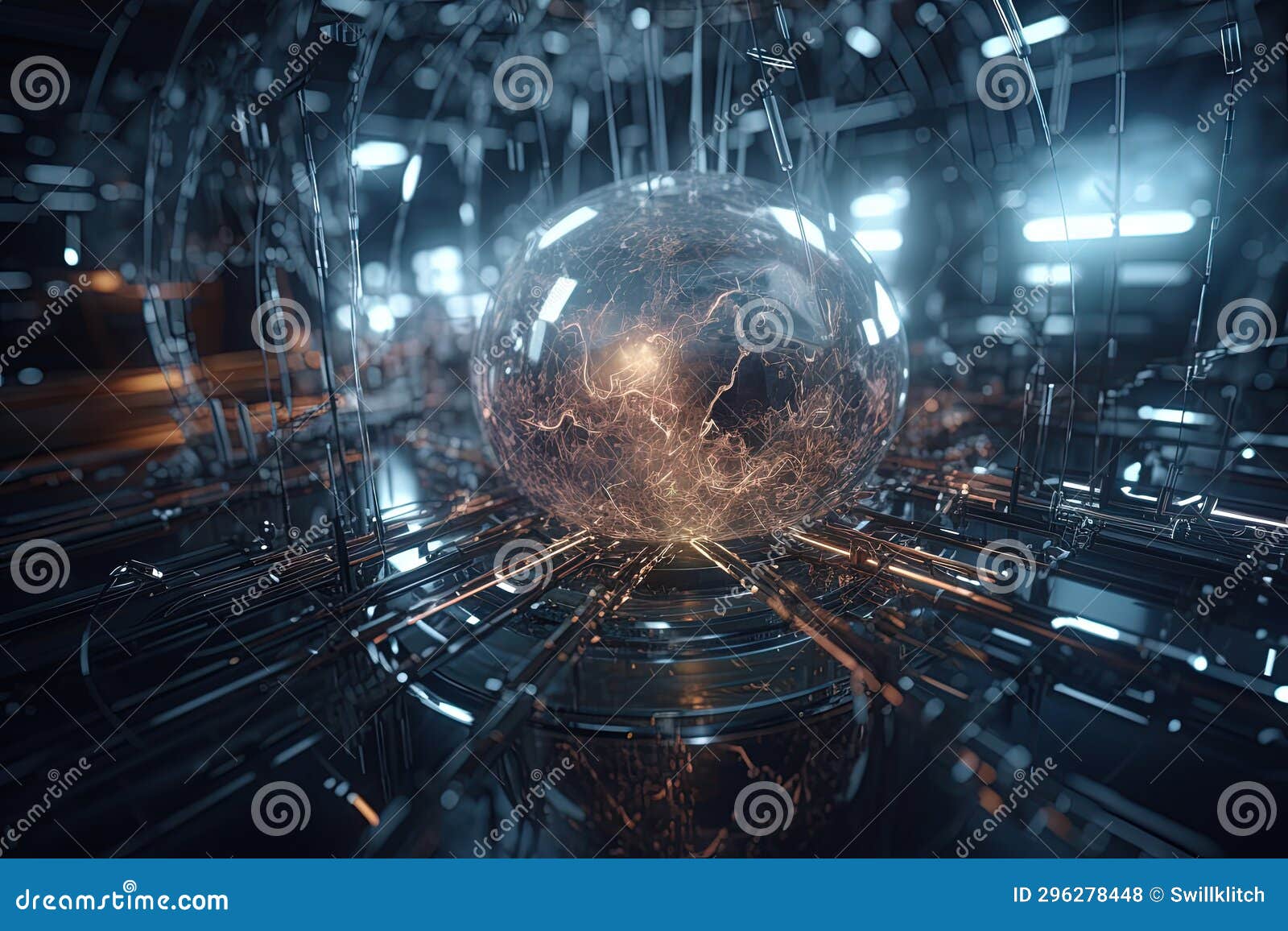 Abstract Burst of Wires and Particles on Technology Background ...