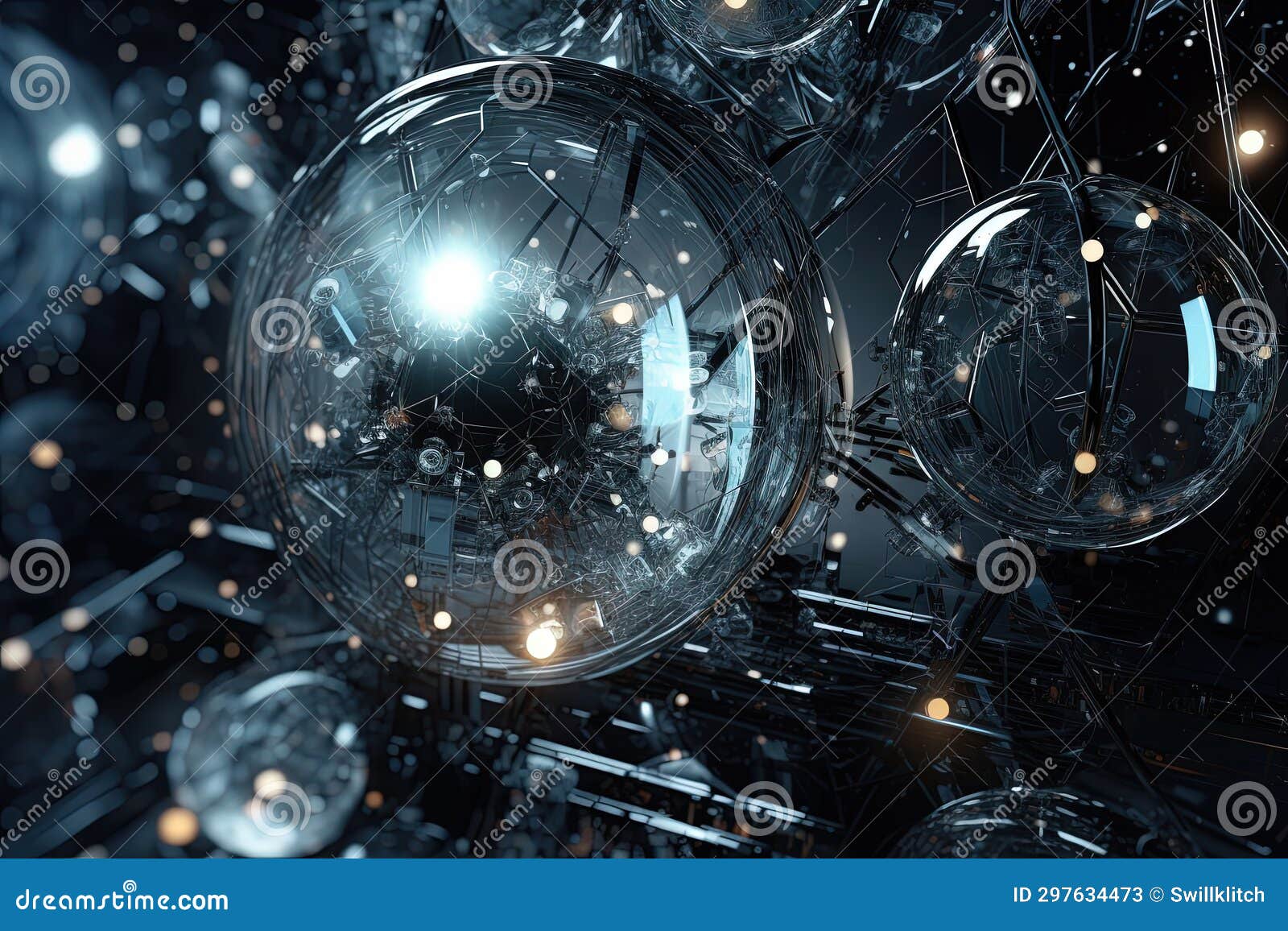 Abstract Burst of Wires and Particles on Technology Background ...