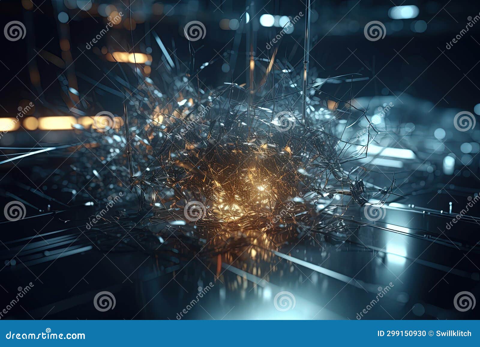 Abstract Burst of Wires and Particles on Technology Background ...