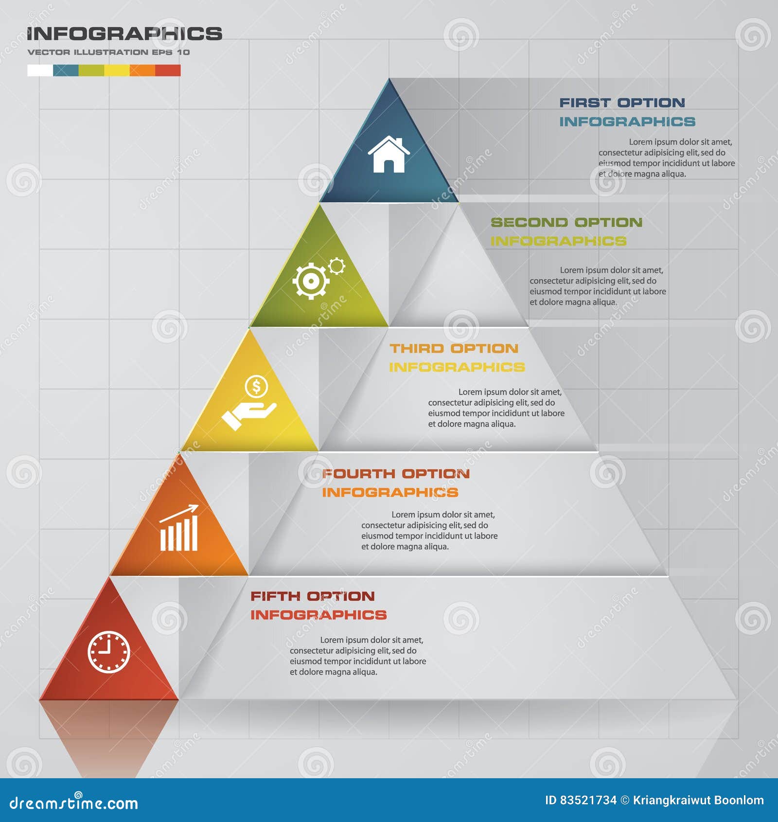 Abstract Business Background. Pyramid Chart And 5 Steps Order Layout ...