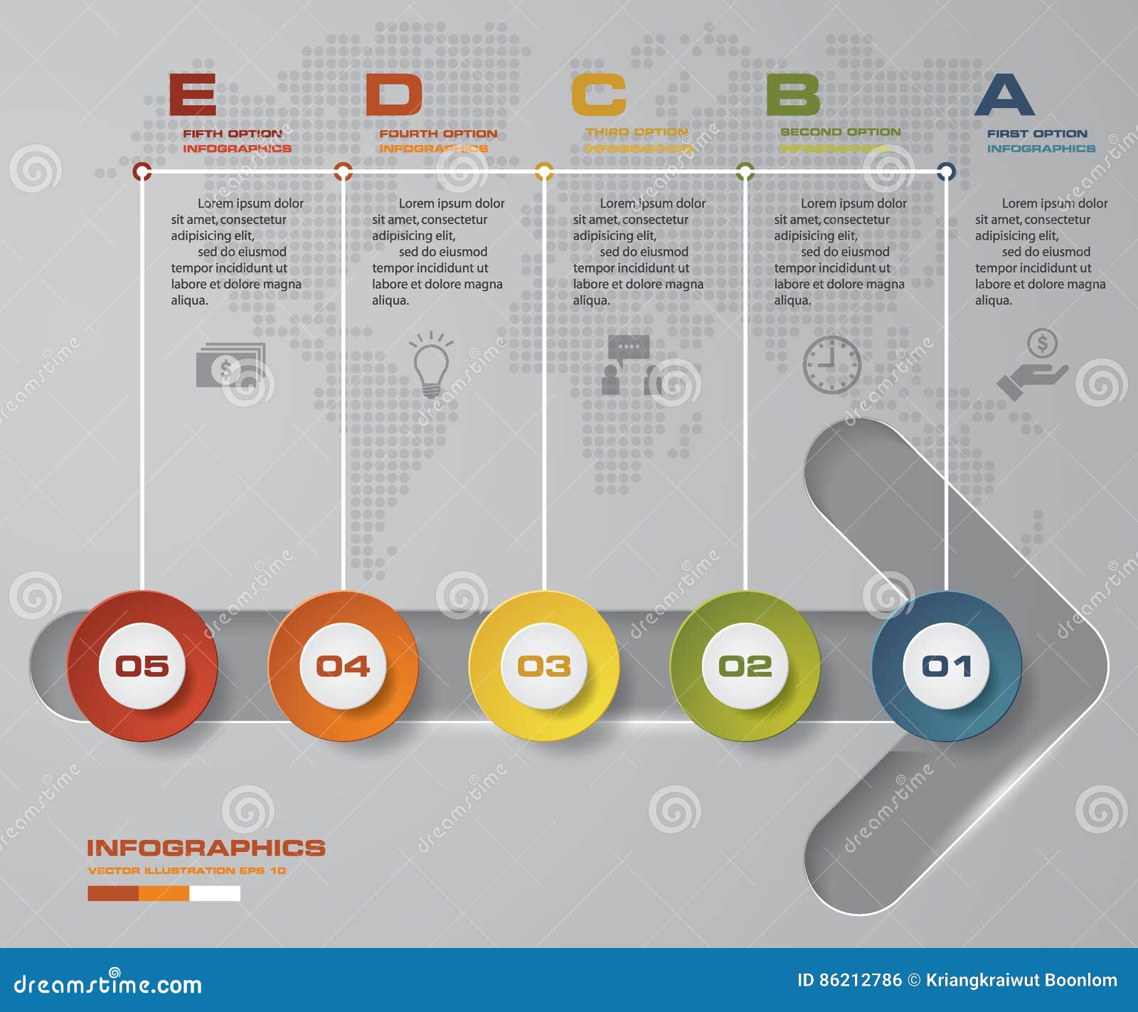Abstract Business Chart. 5 Steps Arrow Diagram. Step by Step Idea Stock ...