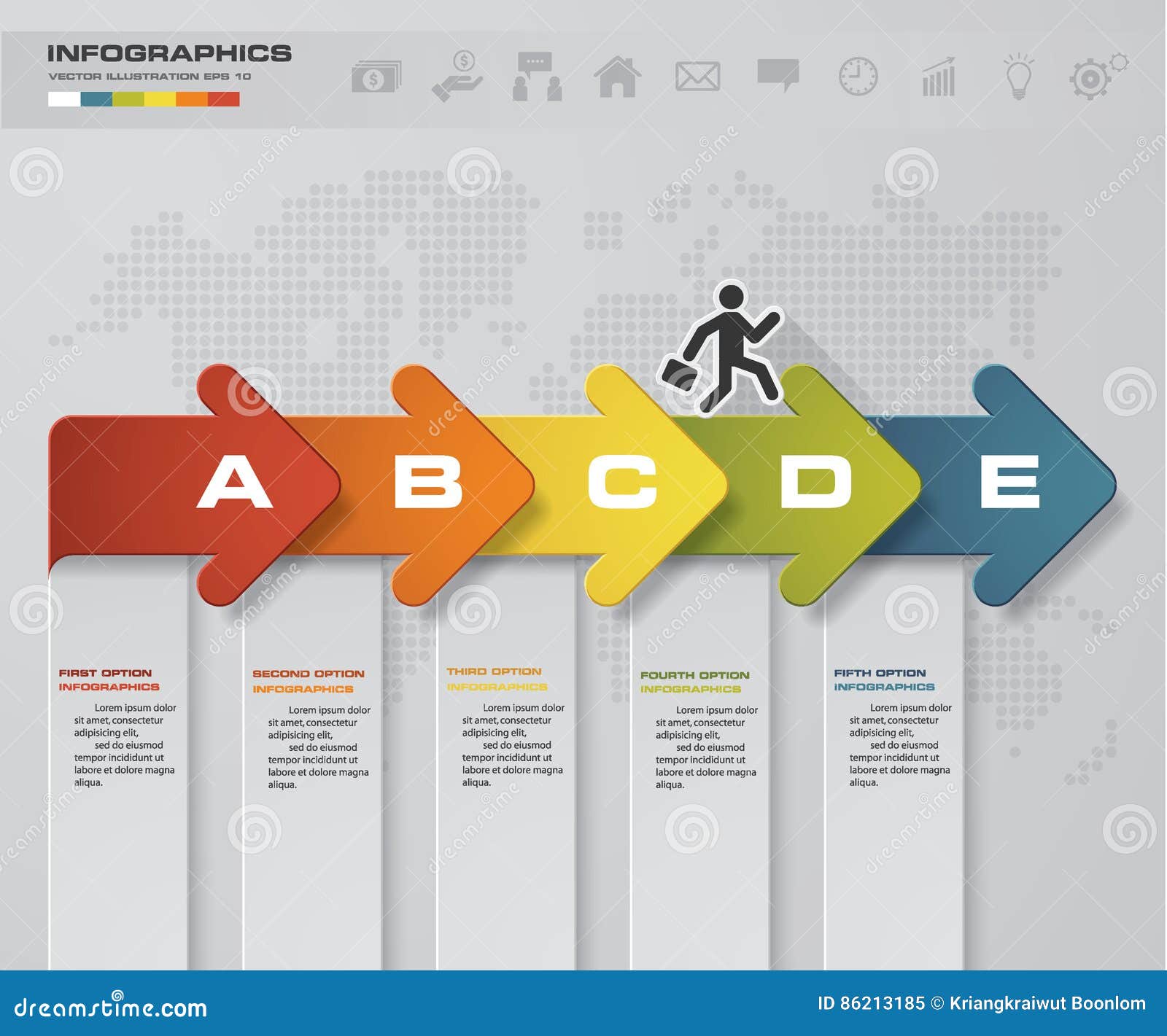 Abstract Business Chart. 5 Steps Arrow Diagram. Step by Step Idea Stock ...