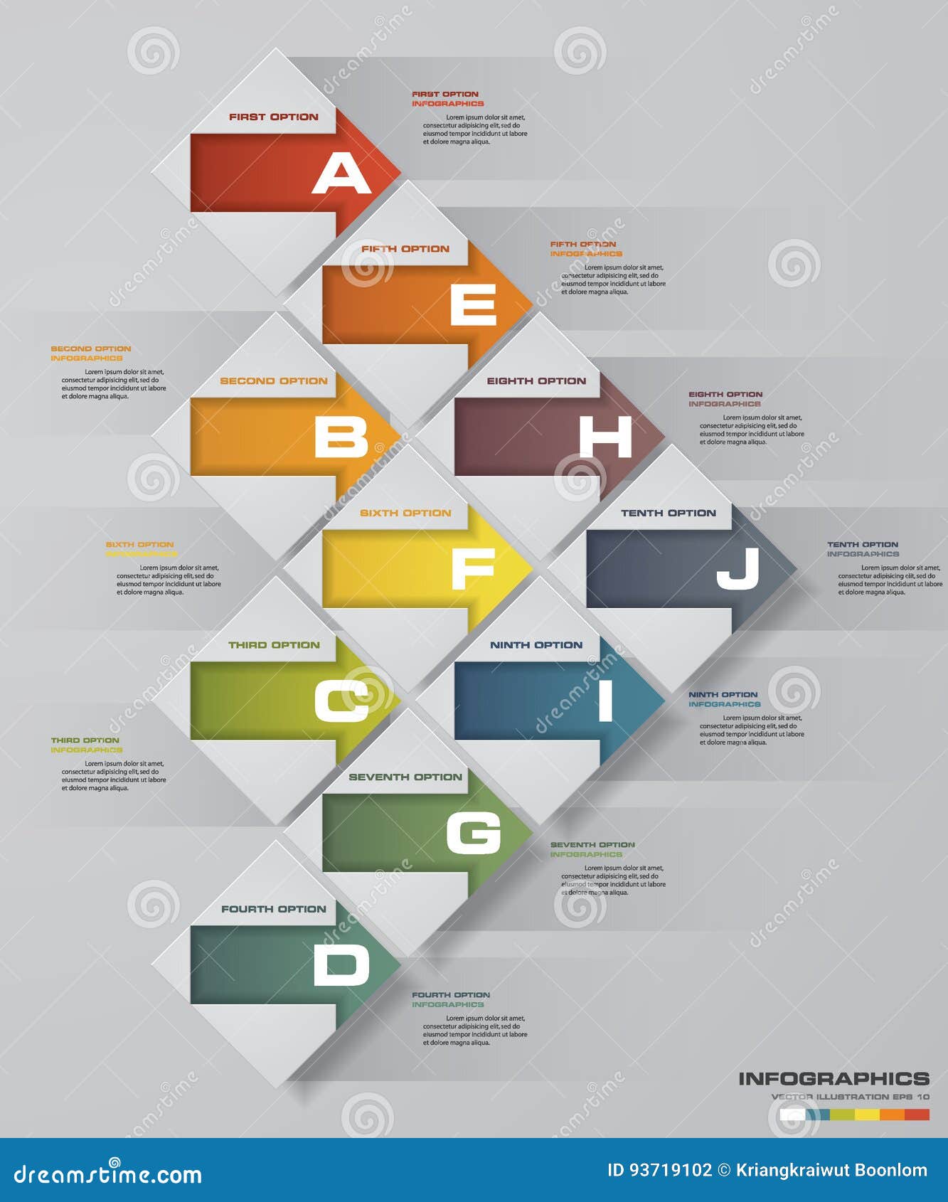 Abstract Business Chart. 10 Steps Diagram Template/graphic or Website ...