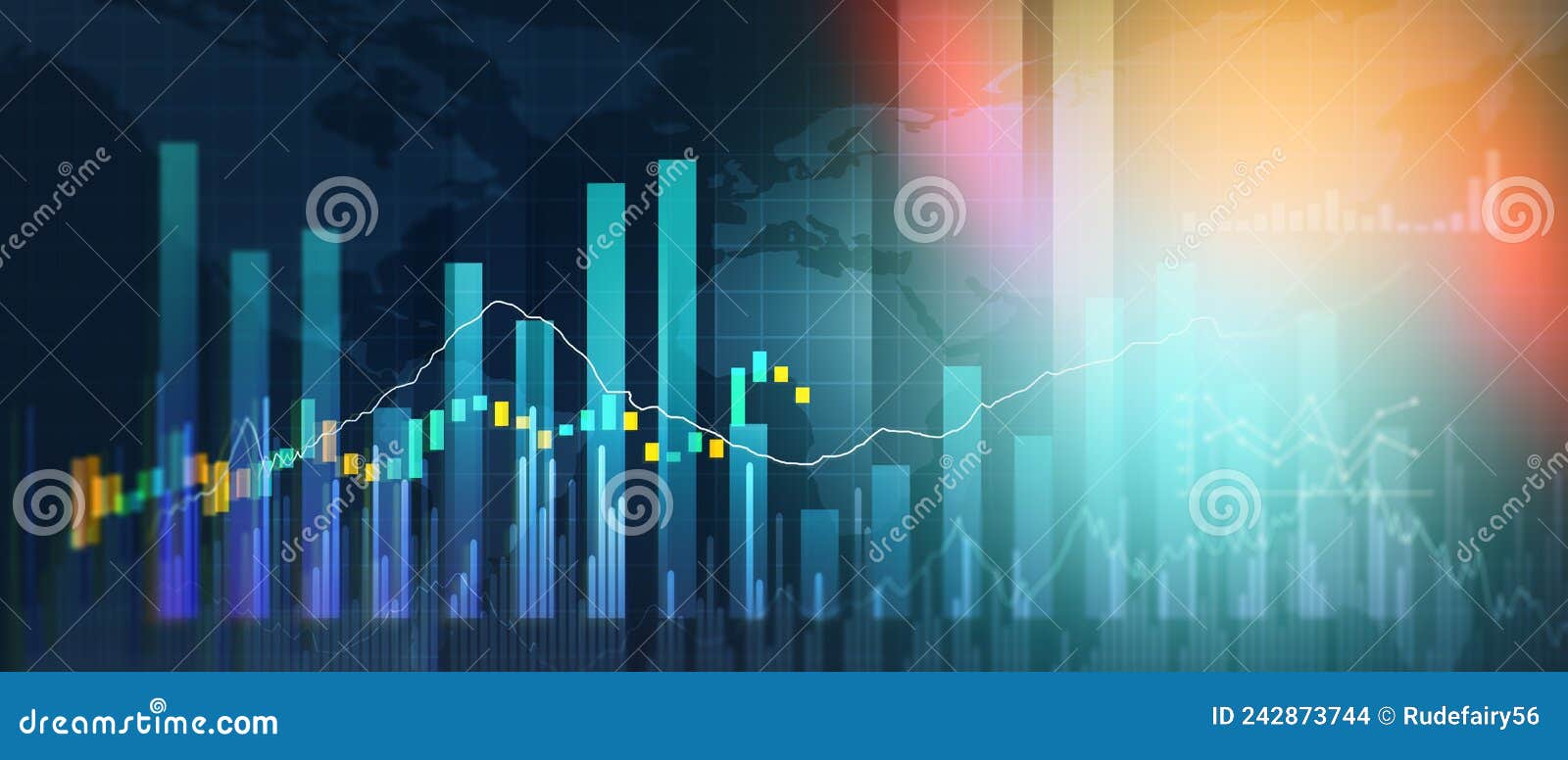 Abstract Business Chart with Uptrend Line Graph Stock Photo - Image of ...