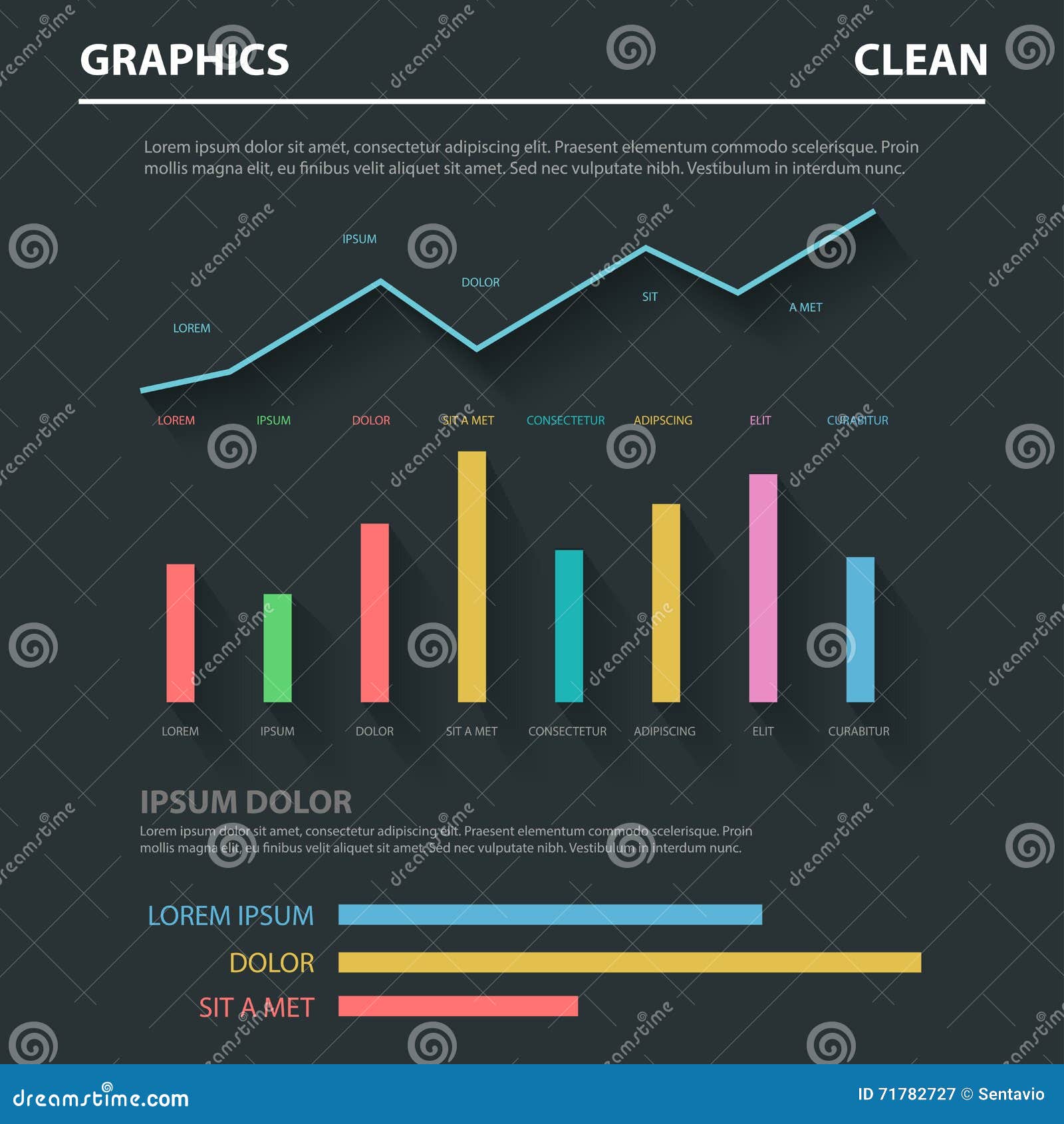 Abstract Business Flat Infographics Template: Chart Graph Stock ...