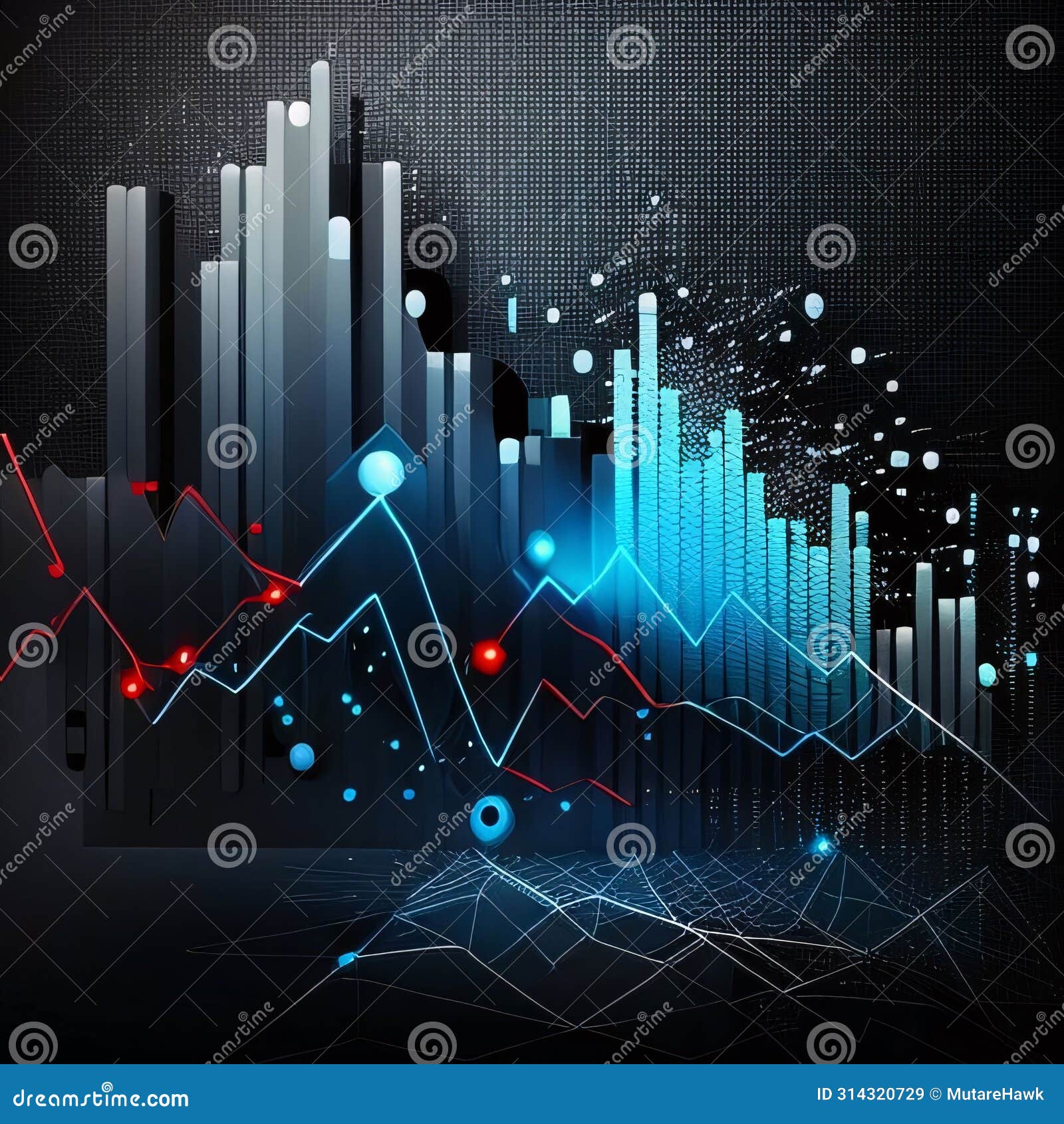 Abstract Business Graph and Chart on Dark Background, Vector ...