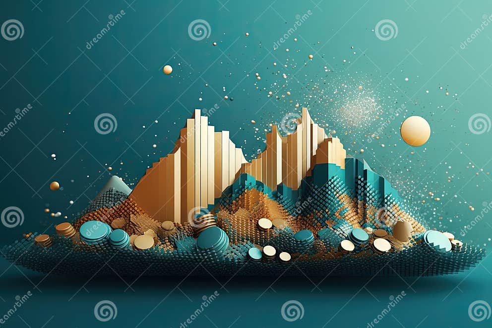 Abstract Business Graph in Mountain Style. Data Bars Concept Element ...