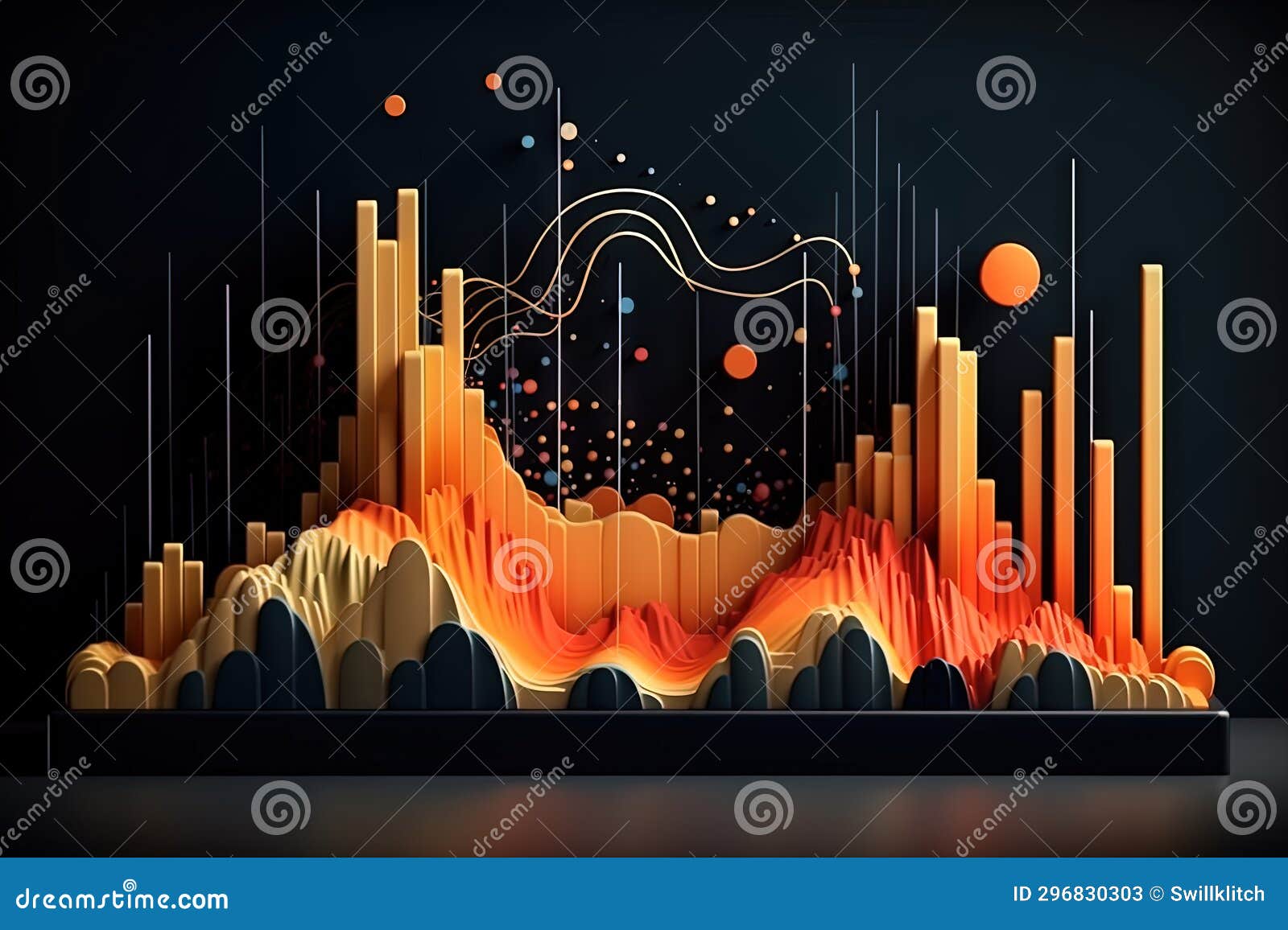 Abstract Business Graph in Mountain Style. Data Bars Concept Element ...
