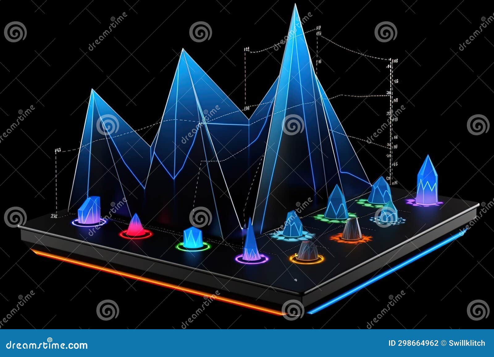 Abstract Business Graph in Mountain Style. Data Bars Concept Element ...
